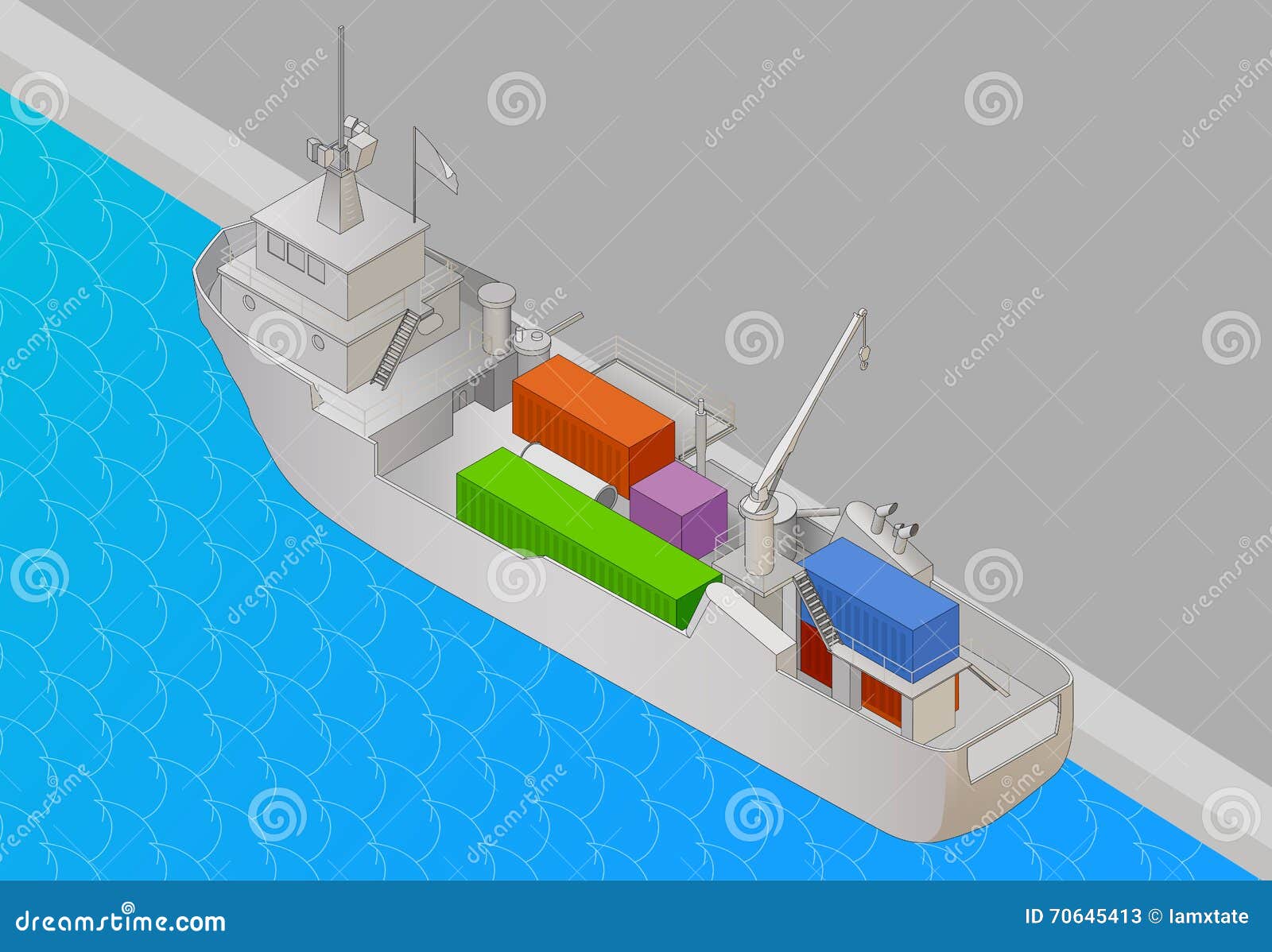 Cargo Vessel Isometric View Flat Stock Vector - Illustration of ...