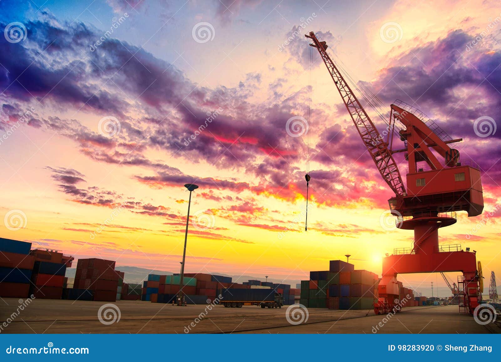 Cargo Vessel Lifting Container Stock Photo - Image of inter, business ...