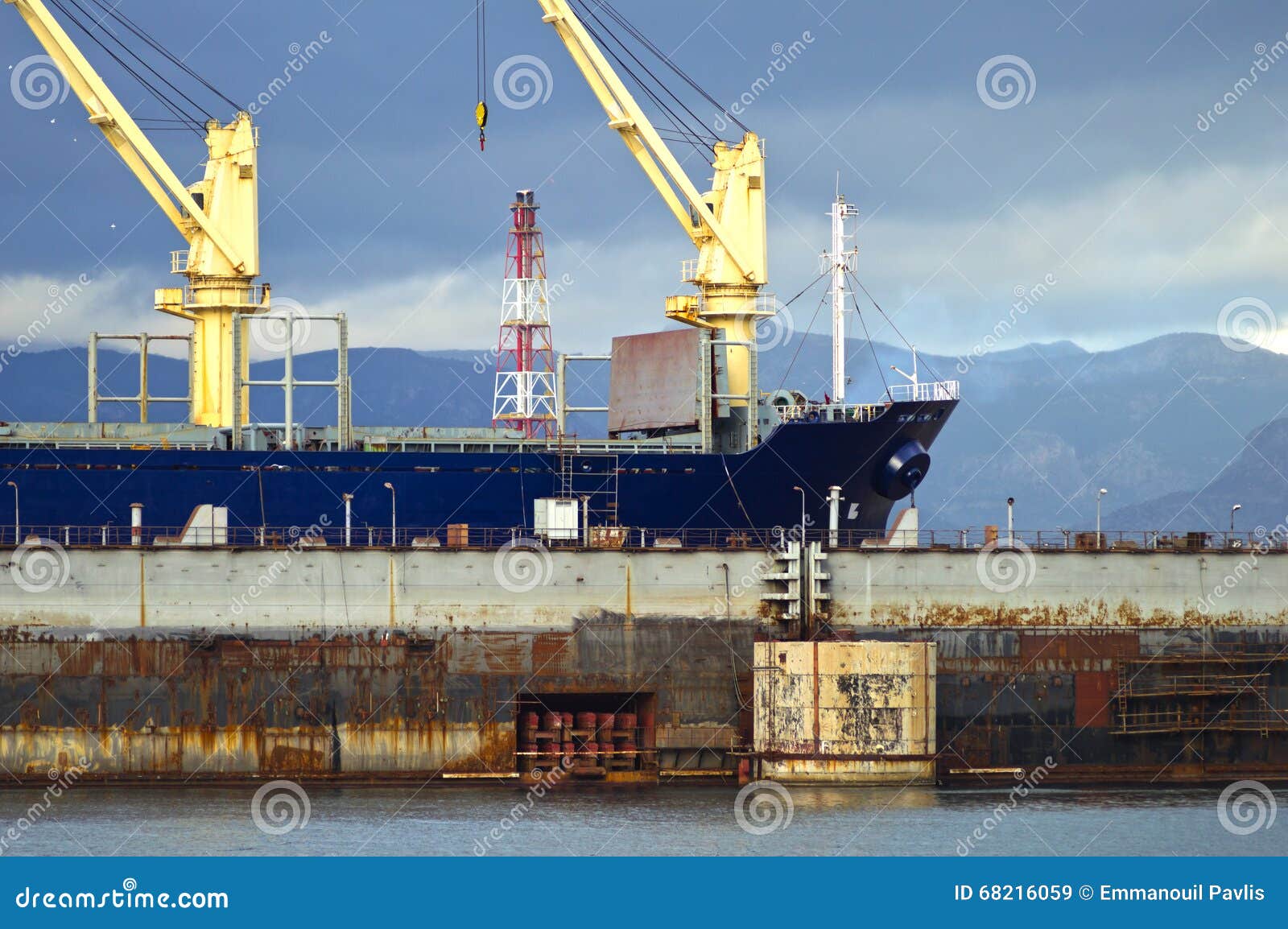 Cargo Vessel at the Shipyard Stock Image - Image of piraeus, europe ...