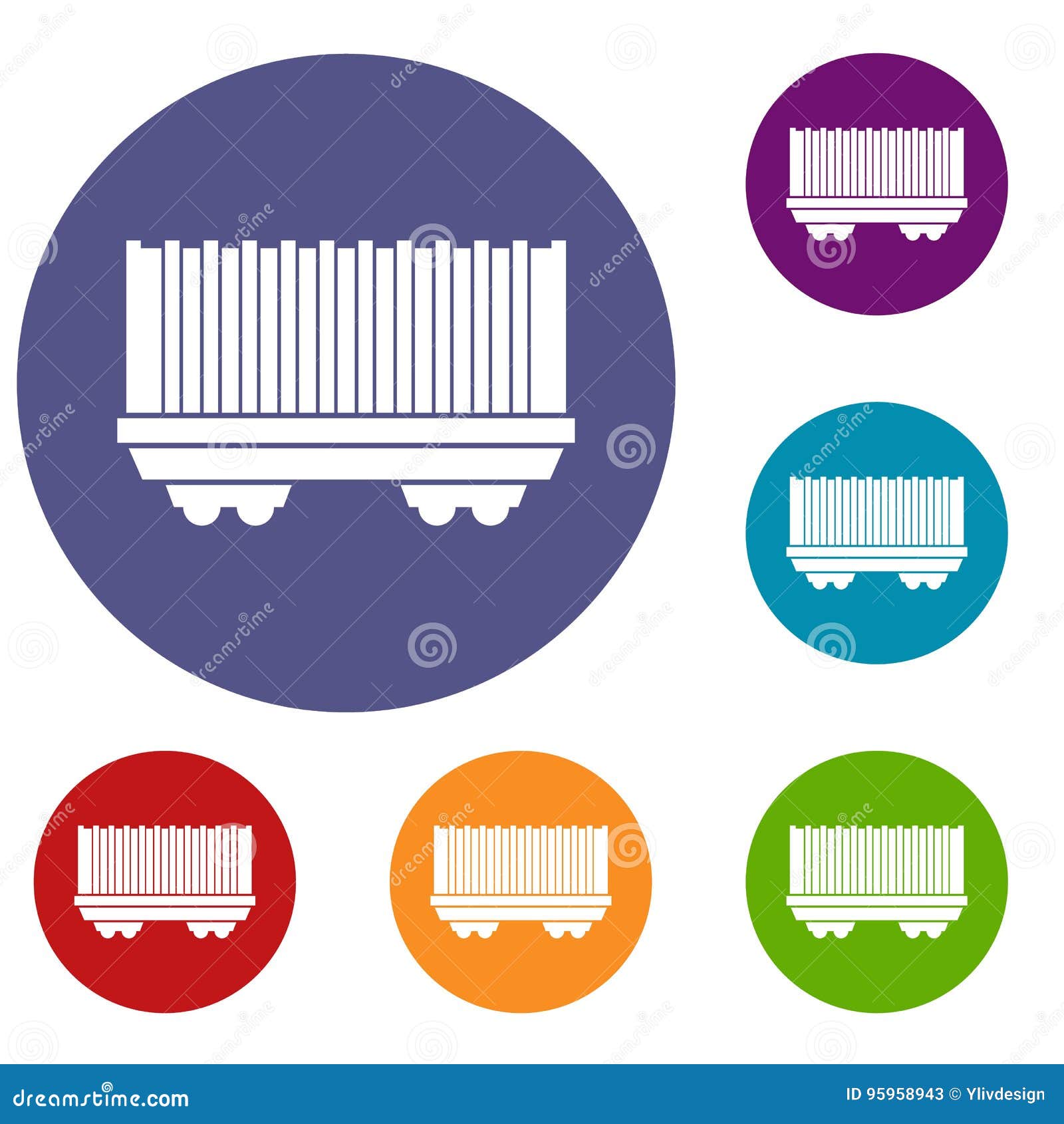 Cargo wagon icons set stock vector. Illustration of design - 95958943