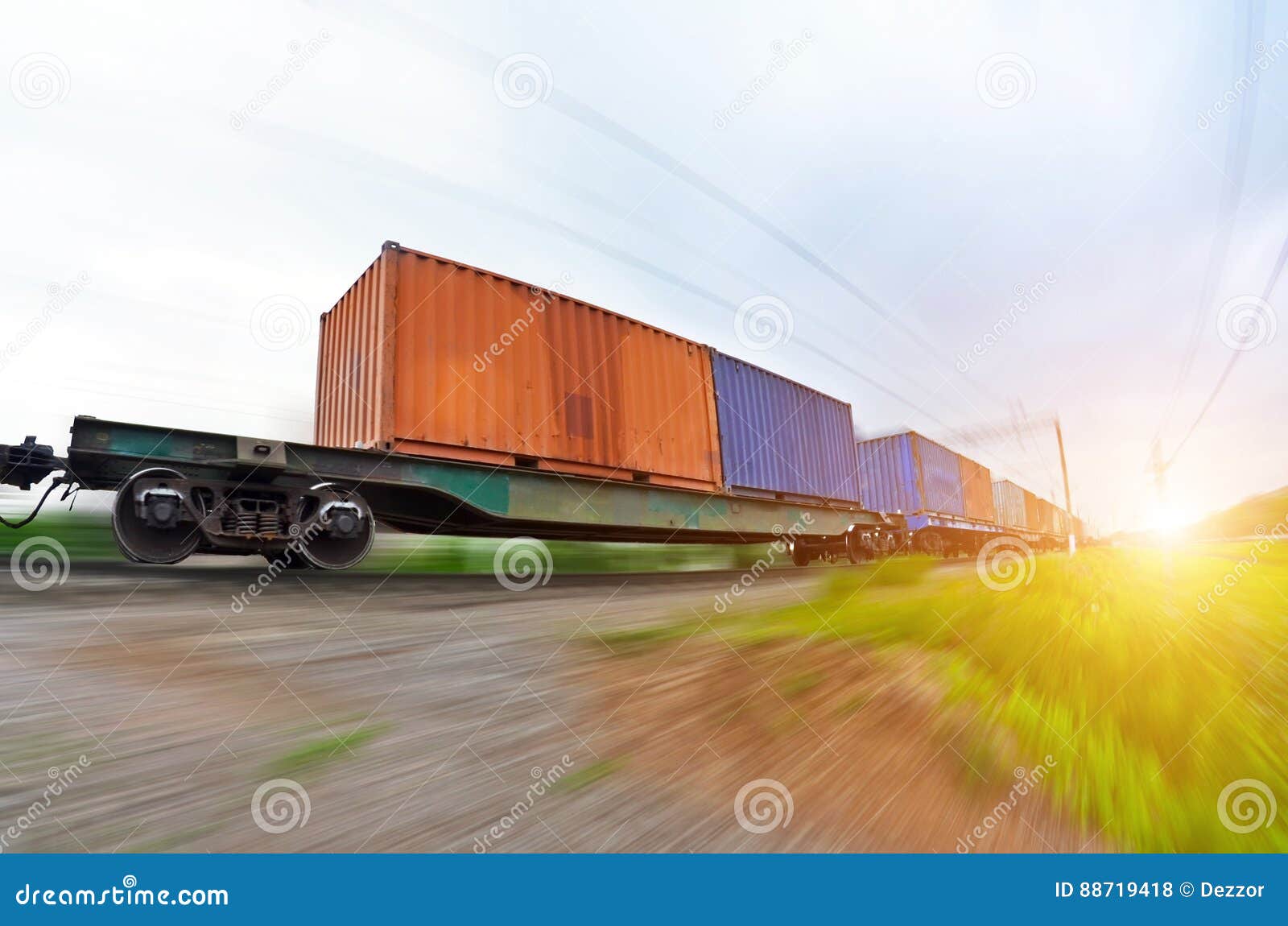 Cargo Wagon Railway Transportation Freight Containers Wheel Stock Photo ...