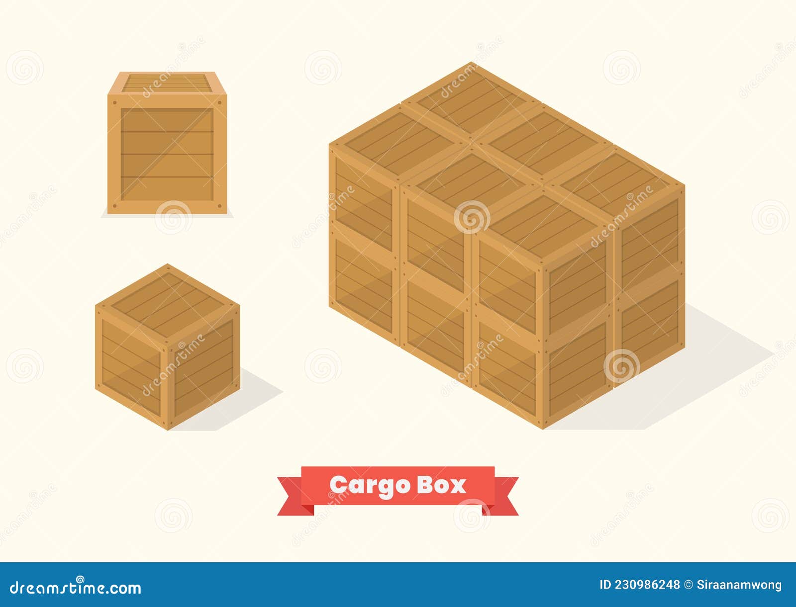 Cargo Wood Box Isometric Projection View Stock Vector - Illustration of ...