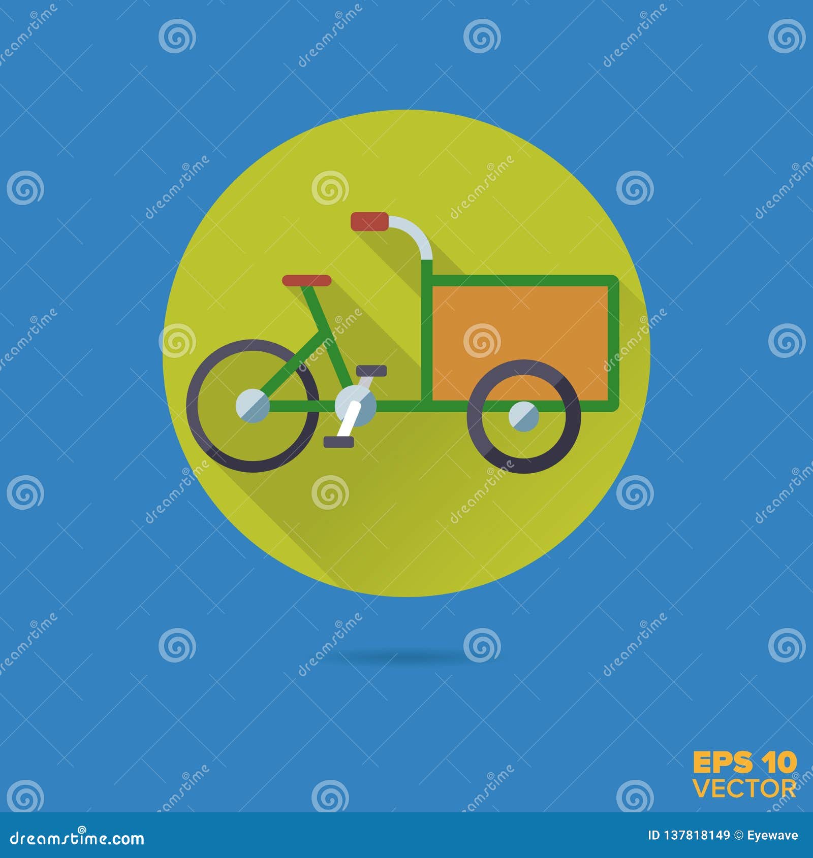 Cargobike Flat Design Vector Icon Stock Vector - Illustration of shadow ...