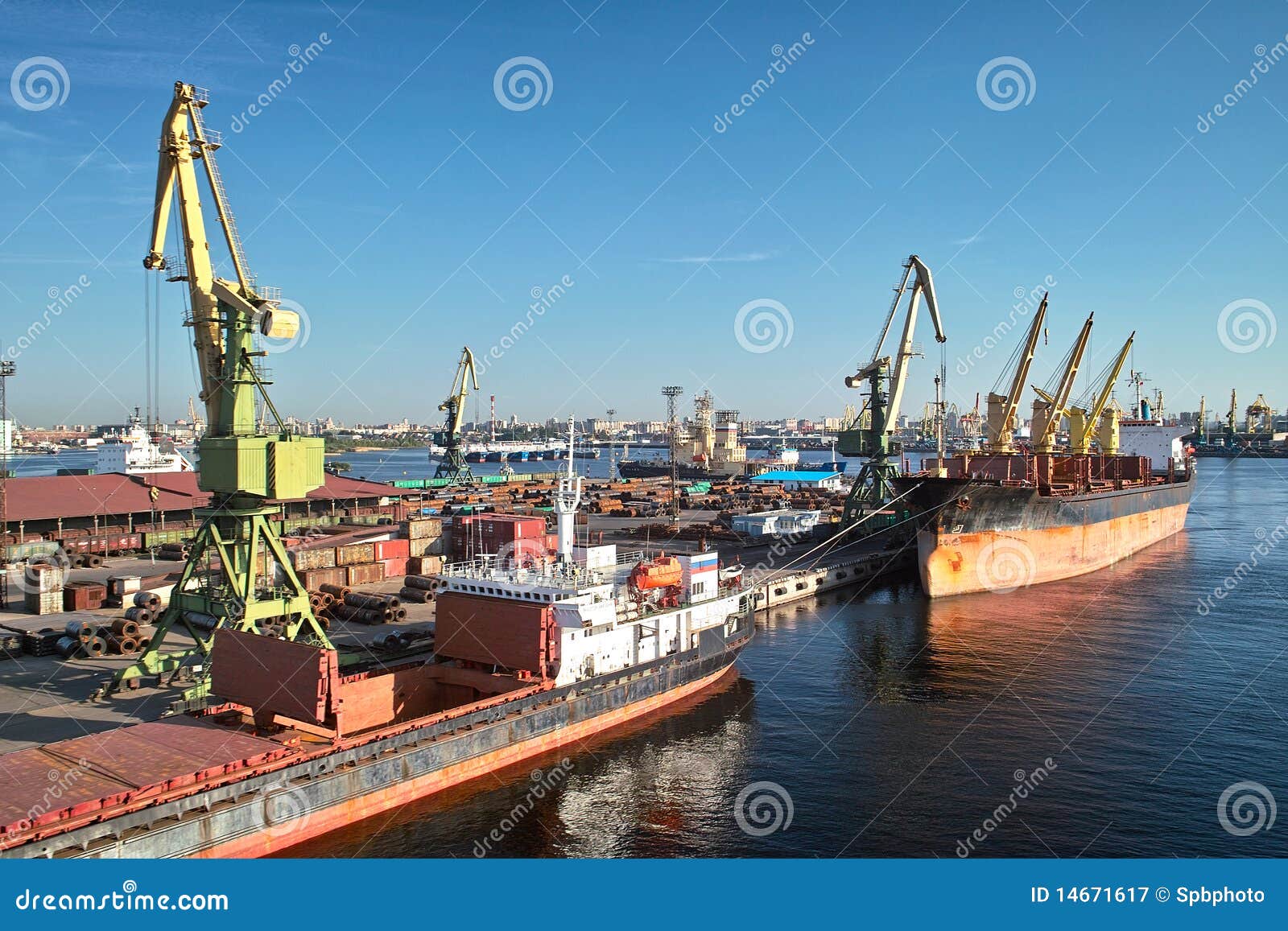 Cargoships in the port stock image. Image of industry - 14671617