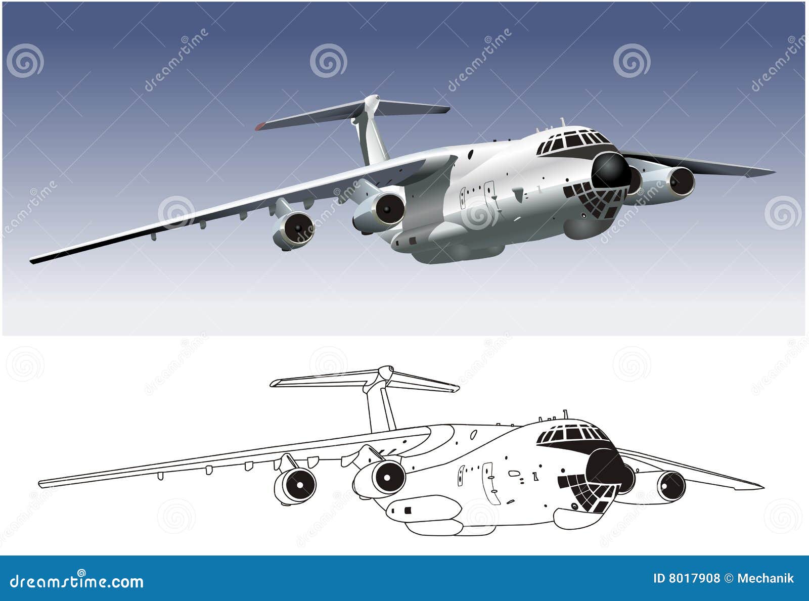 Carguero Comercial IL-76 Del Vector Ilustración del Vector ...