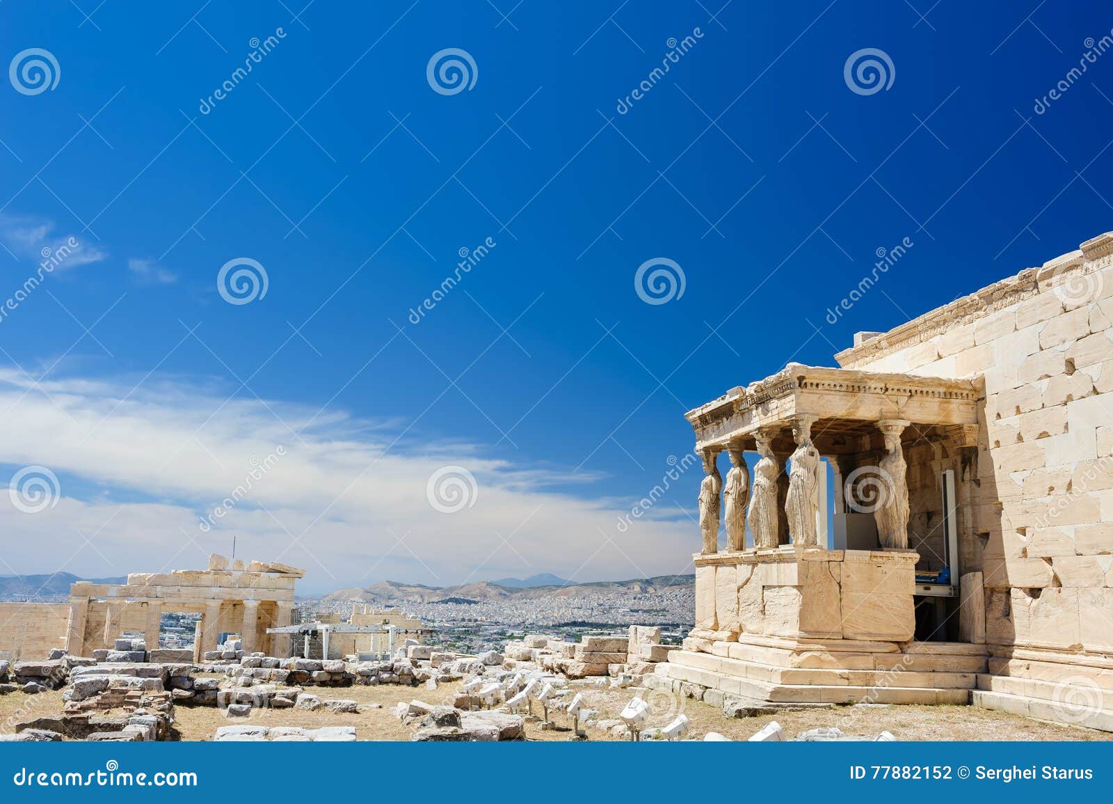 Cariatidi Al Portico Del Erechtheion, Acropoli Fotografia Stock ...