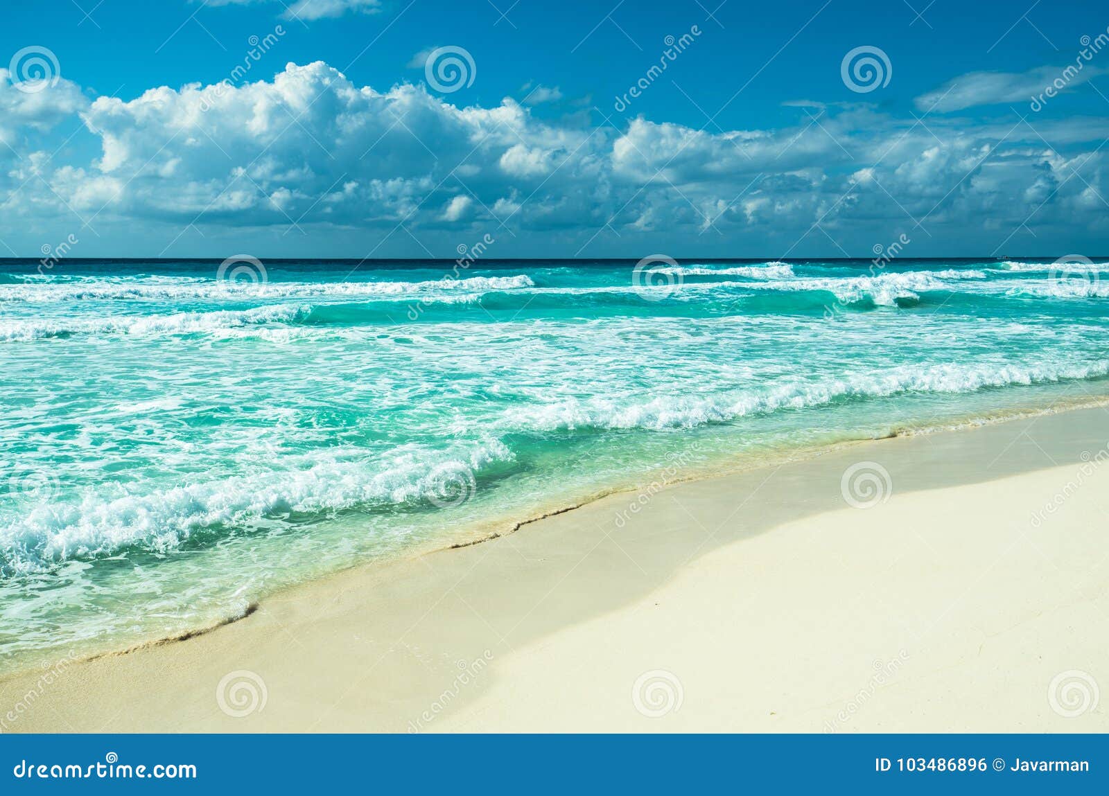 Caribbean Beach Panorama, Tulum, Mexico Stock Photo - Image of ...