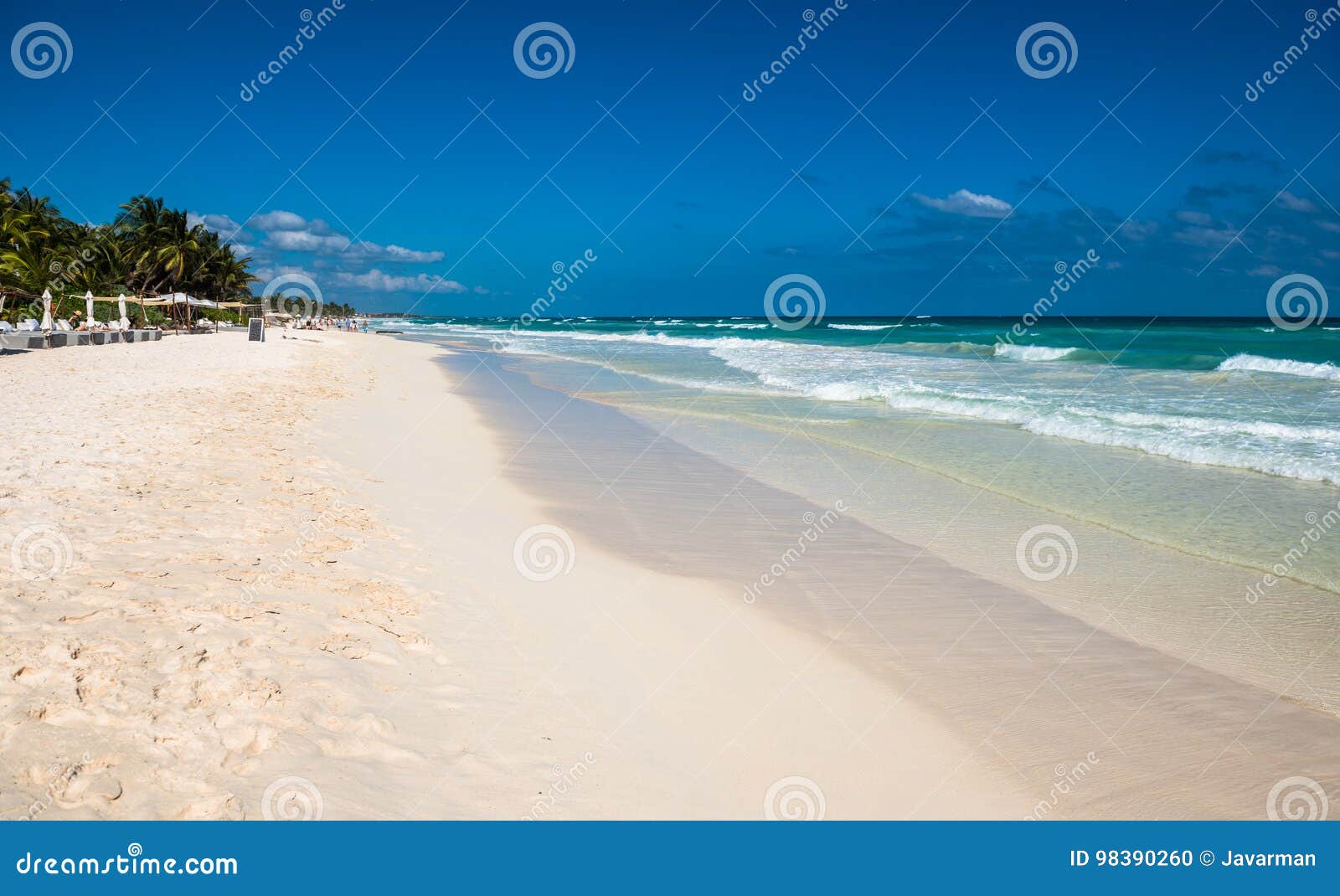 Caribbean Beach Panorama, Tulum, Mexico Stock Photo - Image of holiday ...