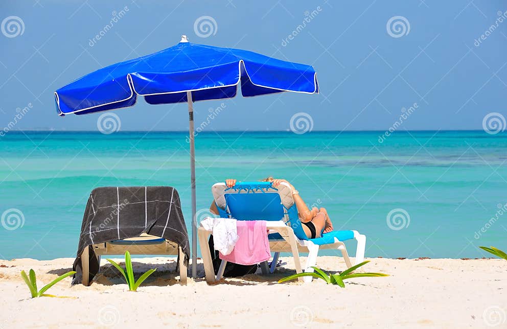 Caribbean Beach Tanning, Mexico Stock Photo - Image of coastline ...