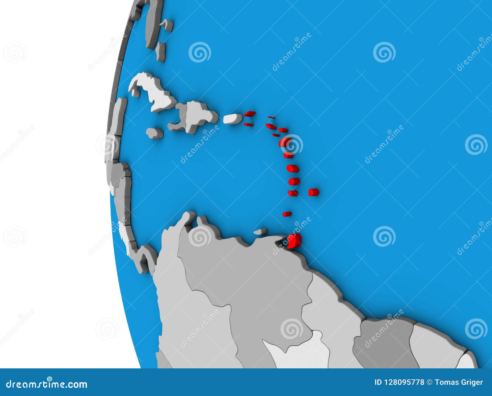 Caribbean on 3D globe stock illustration. Illustration of barbuda ...