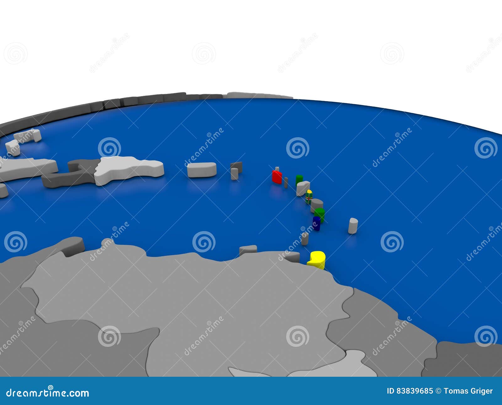 Caribbean on 3D globe stock illustration. Illustration of american ...