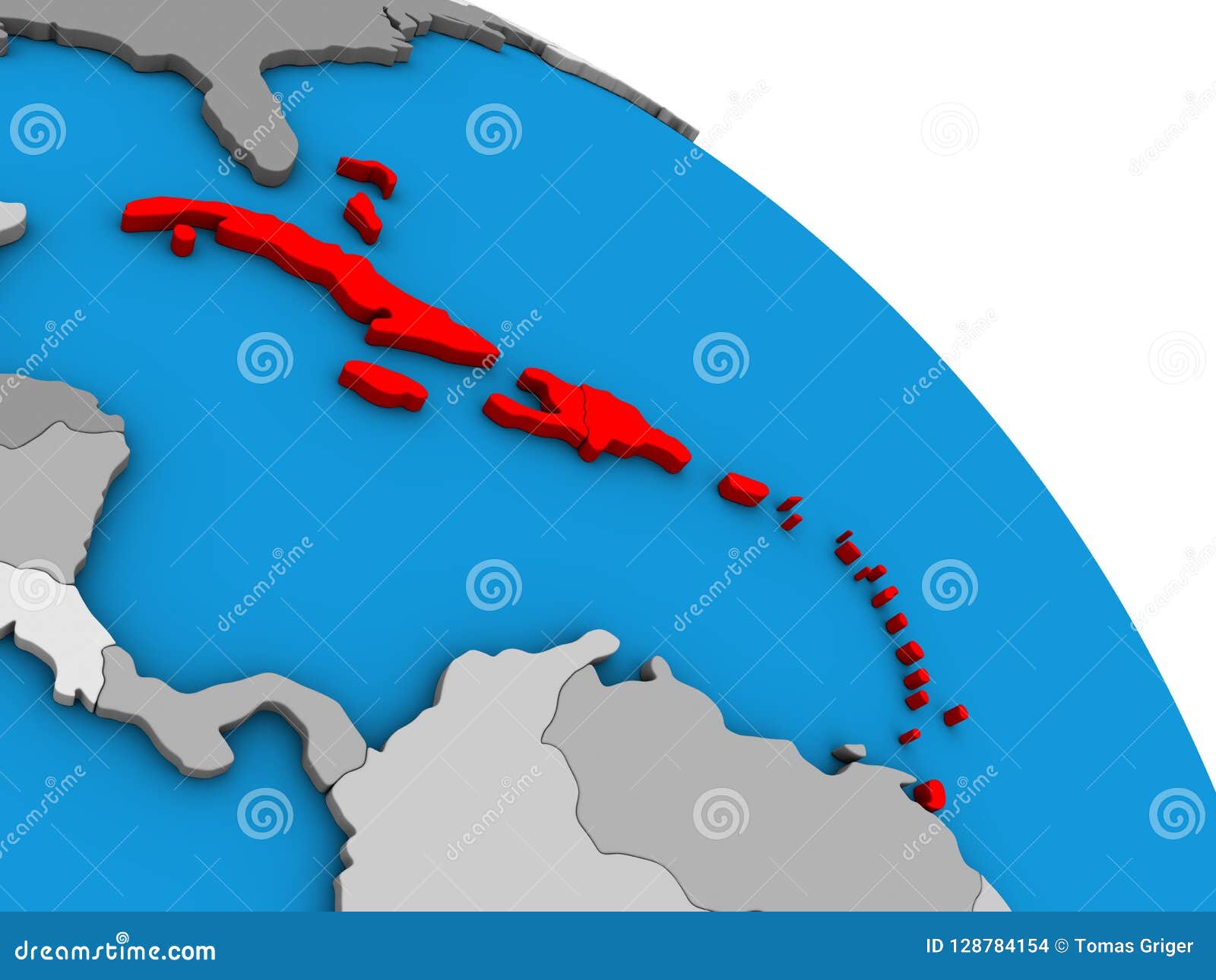 Caribbean on 3D globe stock illustration. Illustration of countries ...
