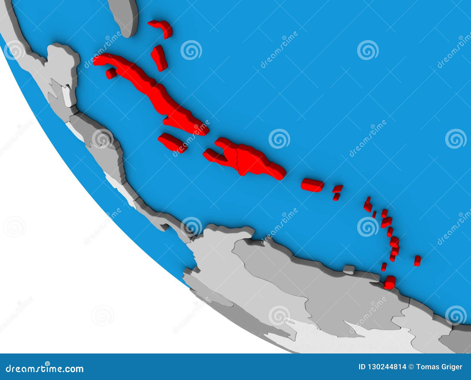Caribbean on 3D globe stock illustration. Illustration of countries ...
