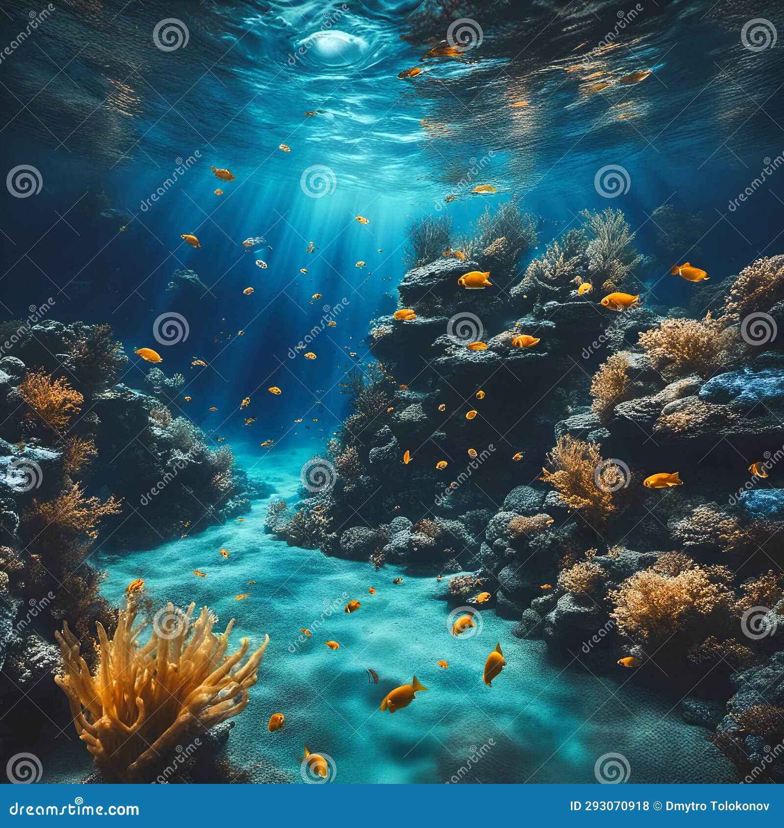 Caribbean Depths: the Reefscape Stock Illustration - Illustration of ...