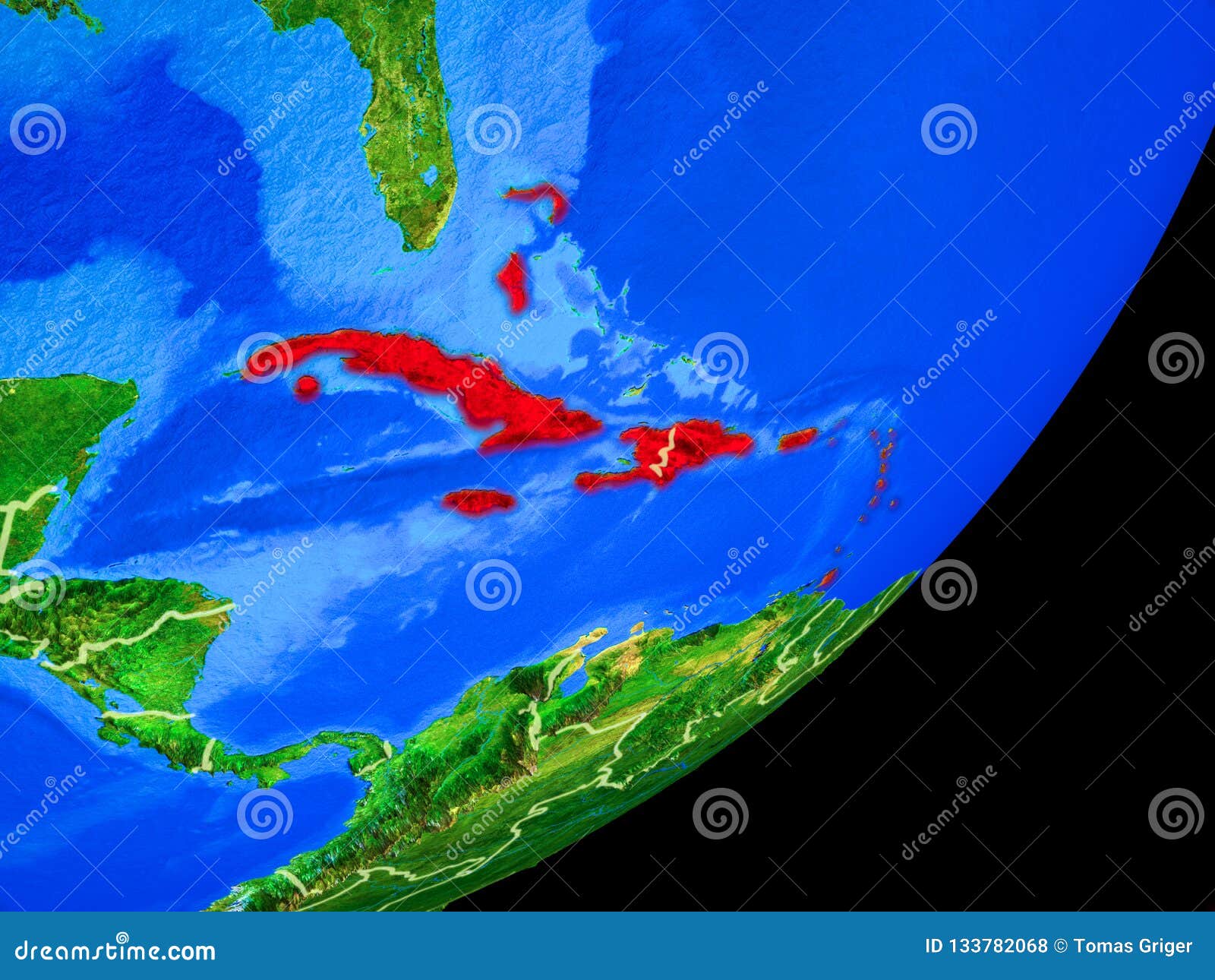 Caribbean on Earth from Space Stock Illustration - Illustration of rico ...