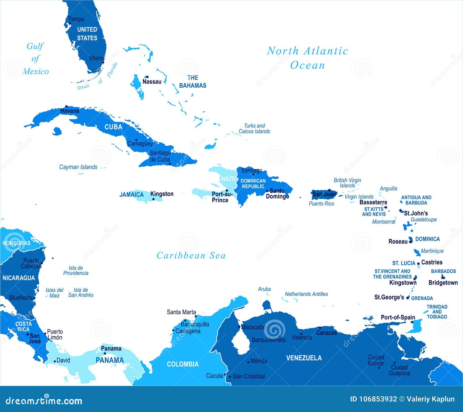 The Caribbean Map - Vector Illustration Stock Illustration ...