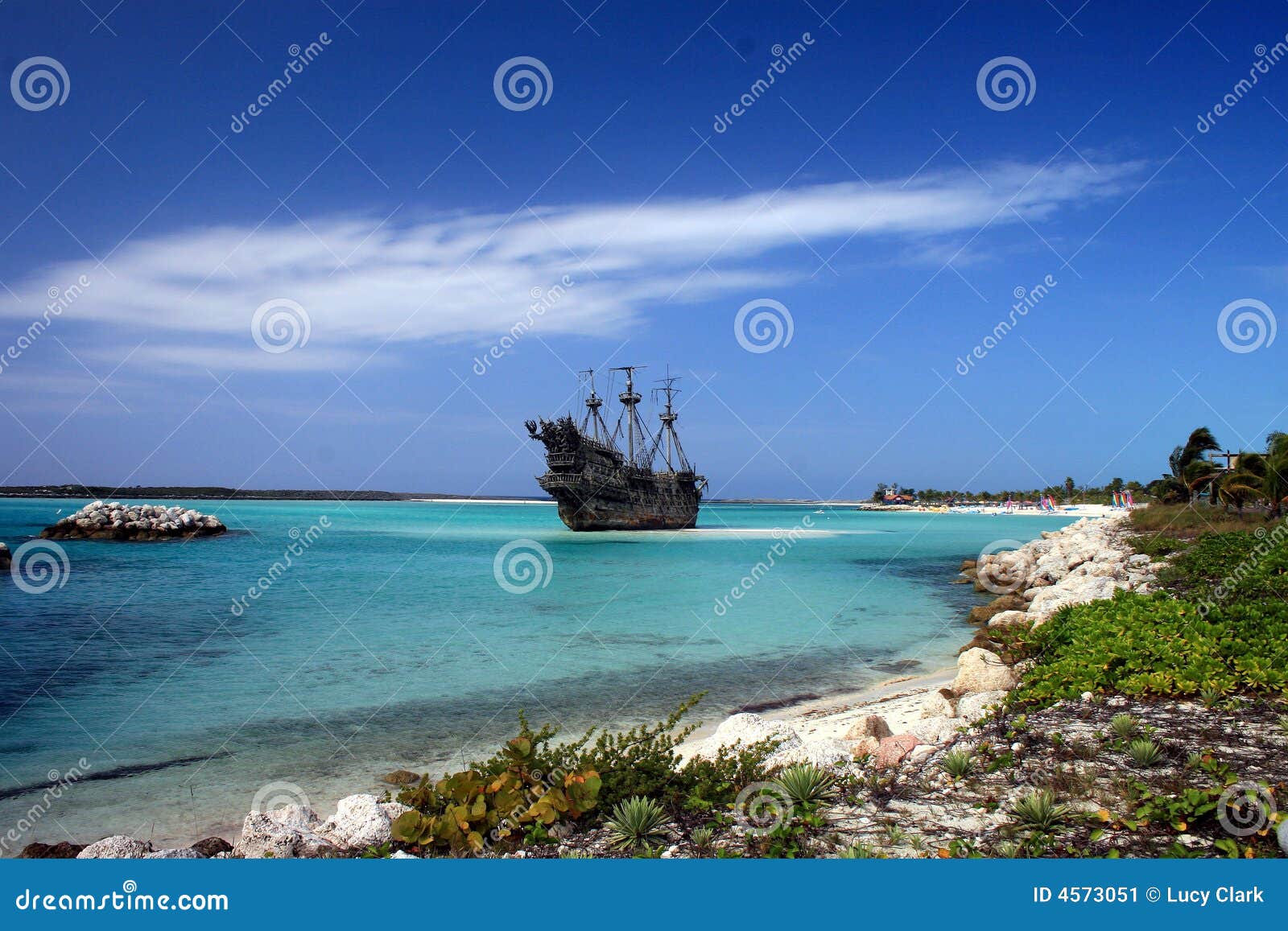 Caribbean Pirate Ship stock image. Image of compass, longitude - 4573051