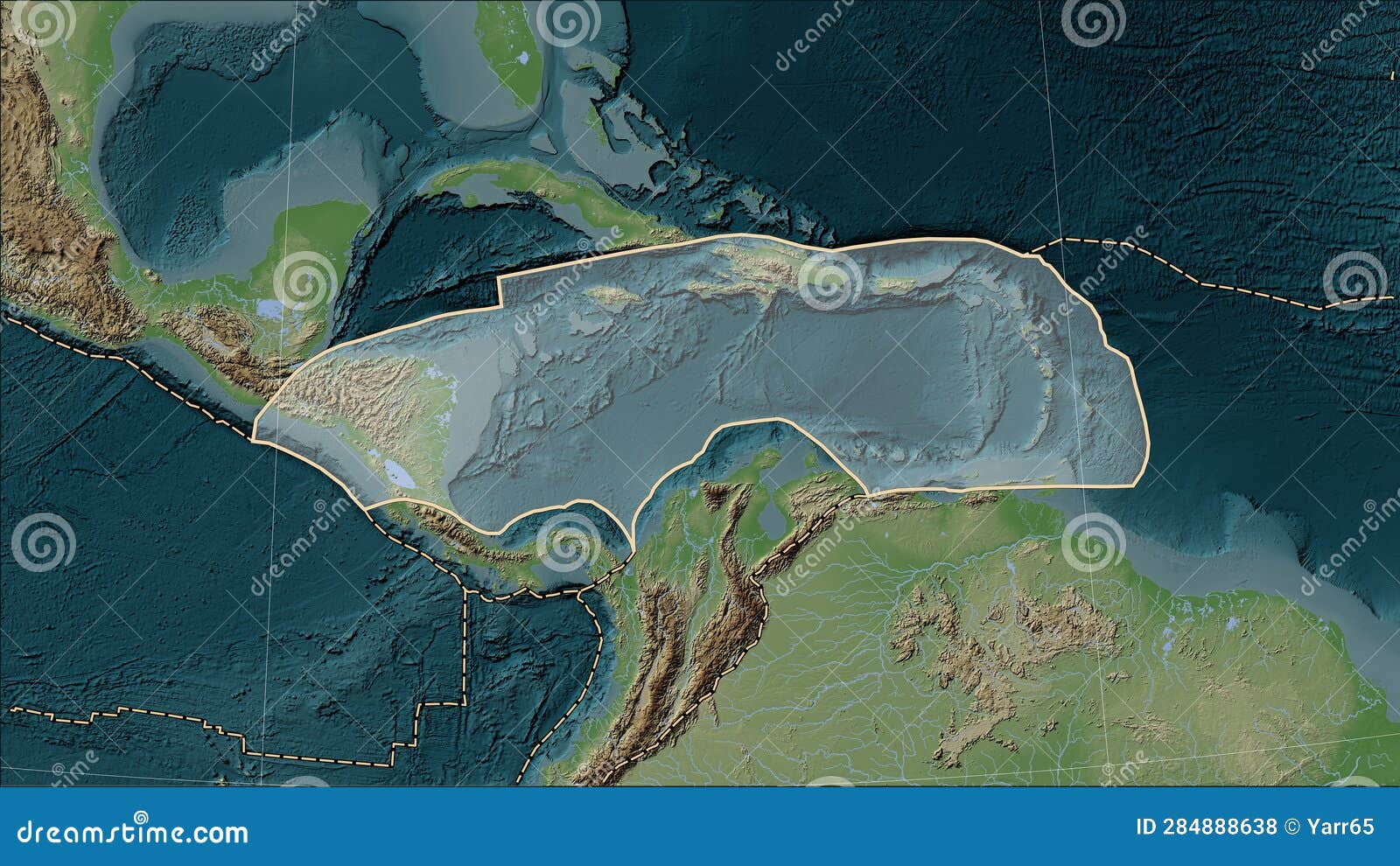 Caribbean Plate - Boundaries. Wiki Map Stock Illustration ...