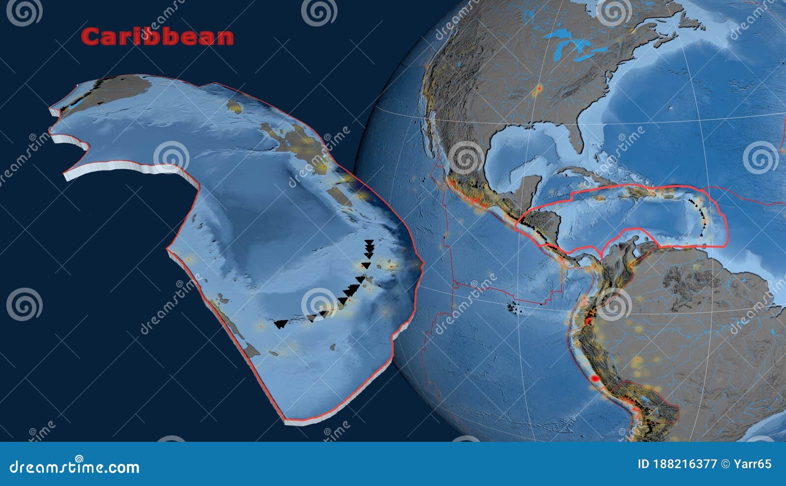 Caribbean Plate Described and Presented - Topo and Bathy Stock ...