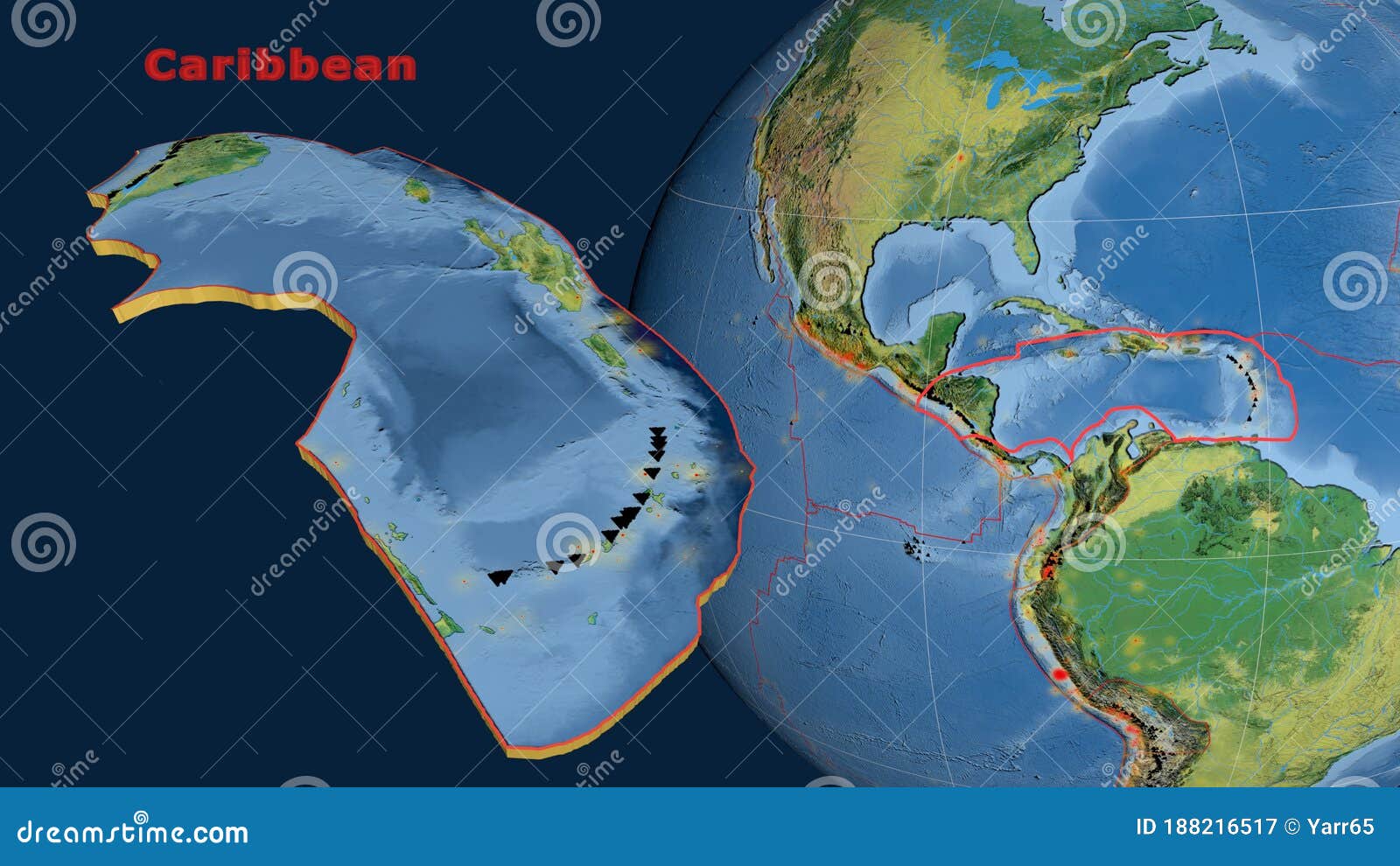 Caribbean Plate Described and Presented - Topographic Stock ...