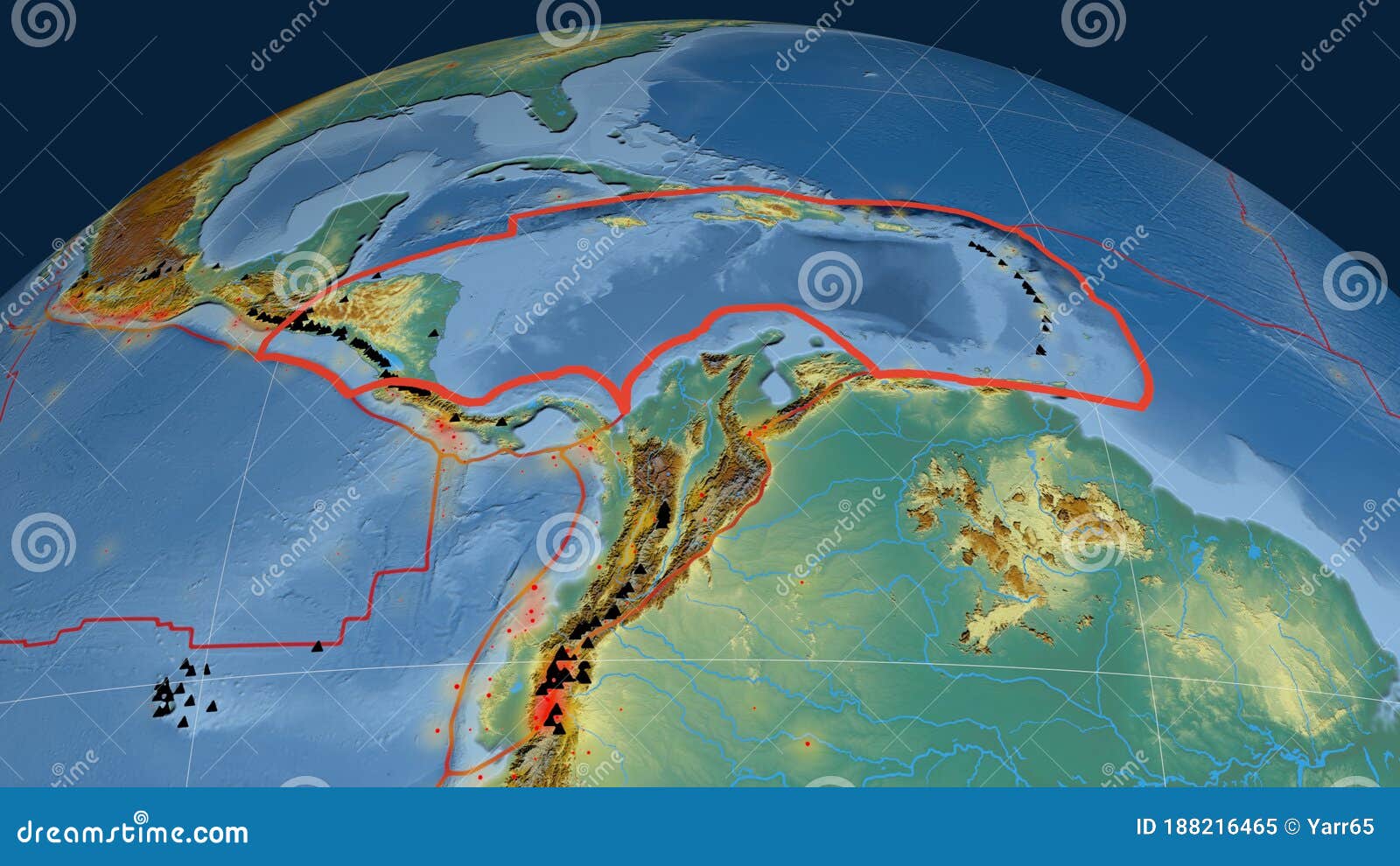Caribbean Plate Outlined - Relief Stock Illustration - Illustration of ...