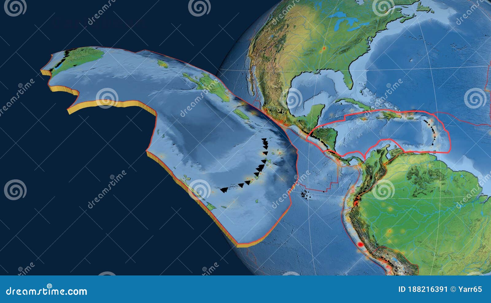 Caribbean Plate Presented - Natural Earth Stock Illustration ...