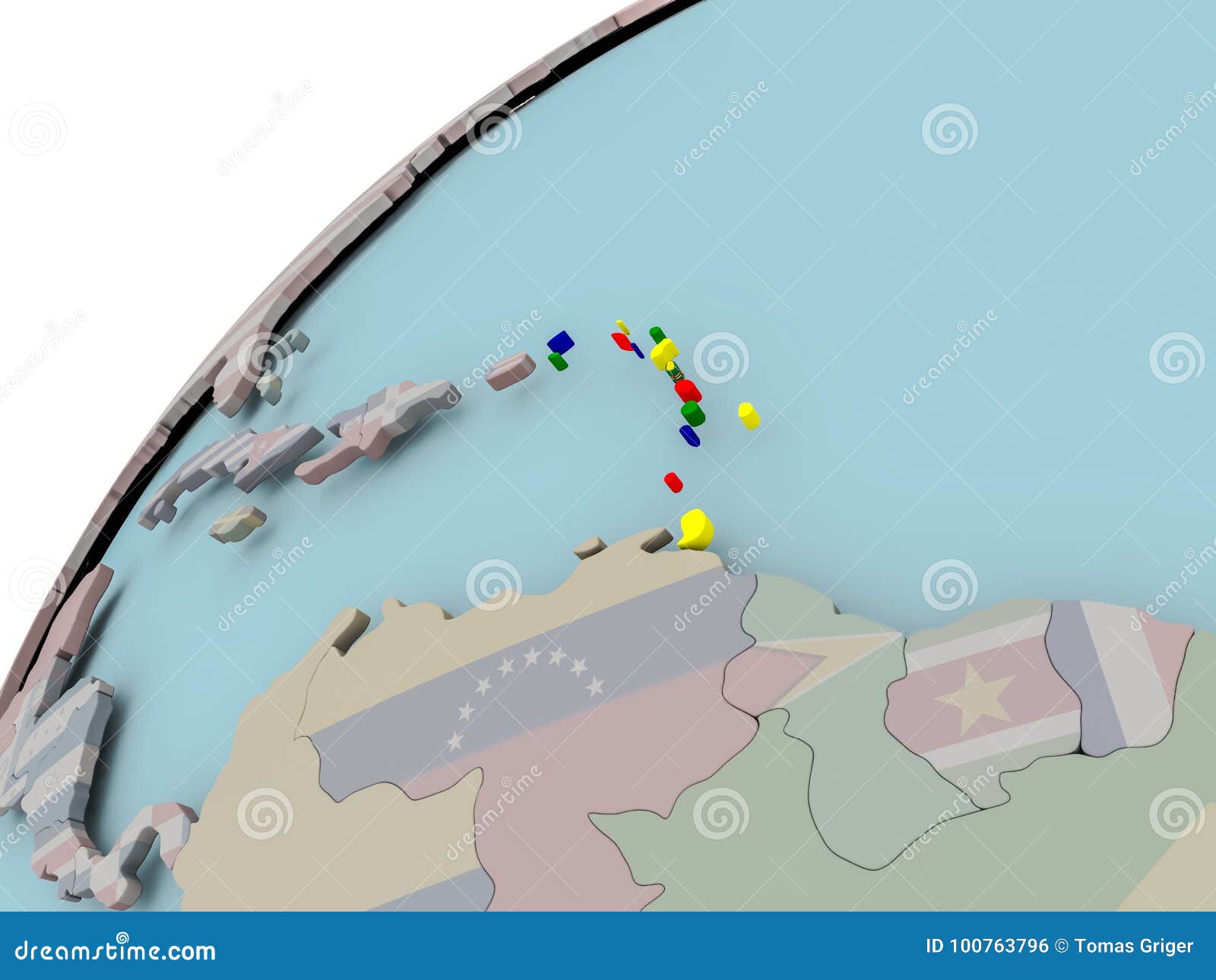 Map of Caribbean with flag stock illustration. Illustration of grenada ...