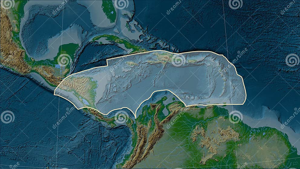 Caribbean Tectonic Plate. Physical Map Stock Illustration ...