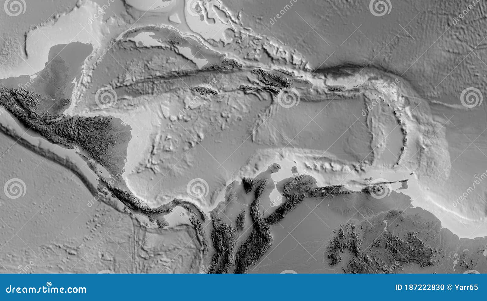 Caribbean Tectonic Plate - Raster. Grayscale Stock Illustration ...