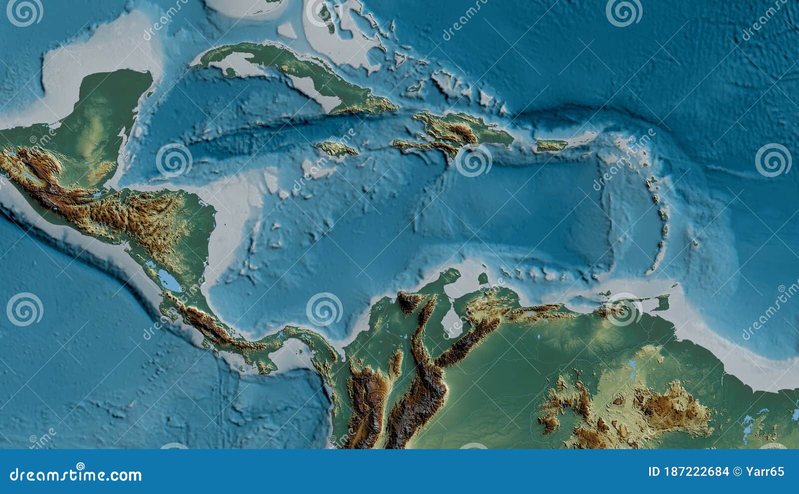 Caribbean Tectonic Plate - Raster. Relief Stock Illustration ...