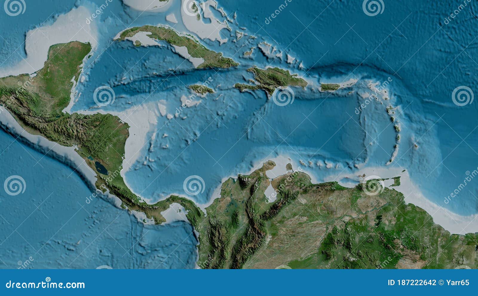 Caribbean Tectonic Plate - Raster. Satellite Stock Illustration ...
