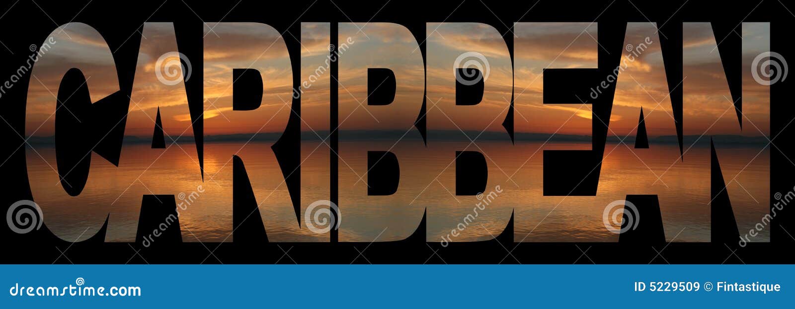 Caribbean text with sunset stock illustration. Illustration of outline ...