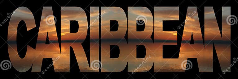 Caribbean text with sunset stock illustration. Illustration of outline ...