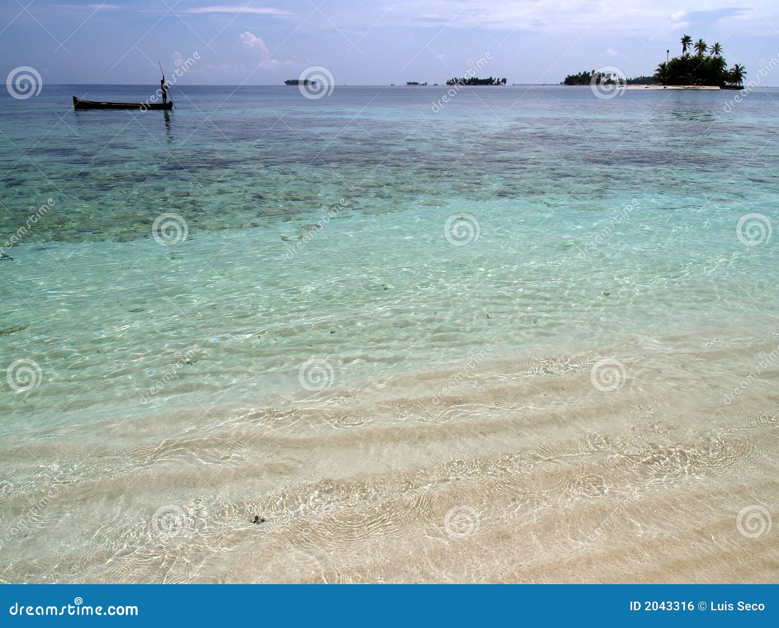Caribbean Tropical White Sand Beach Stock Photo - Image of blas, canoe ...