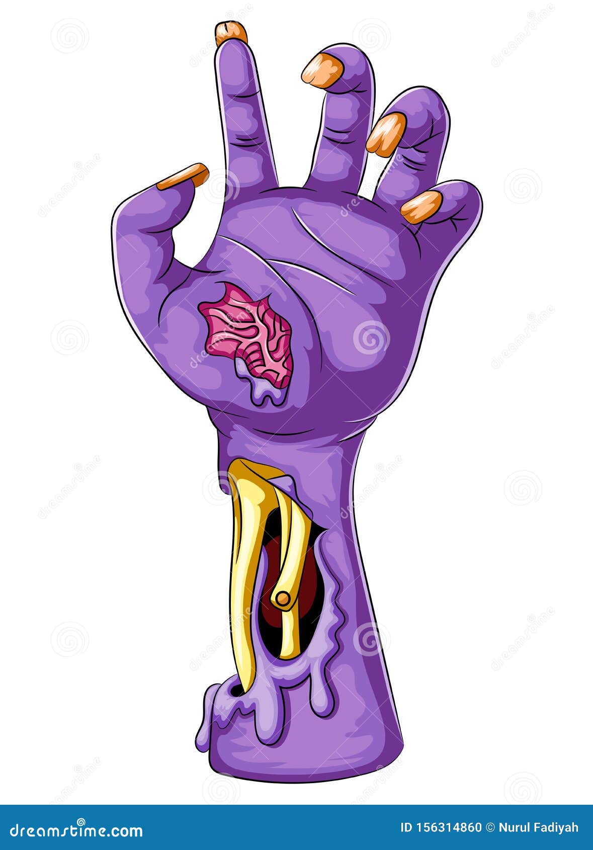 Caricatura De Una Mano Zombie Morada Ilustración del Vector ...