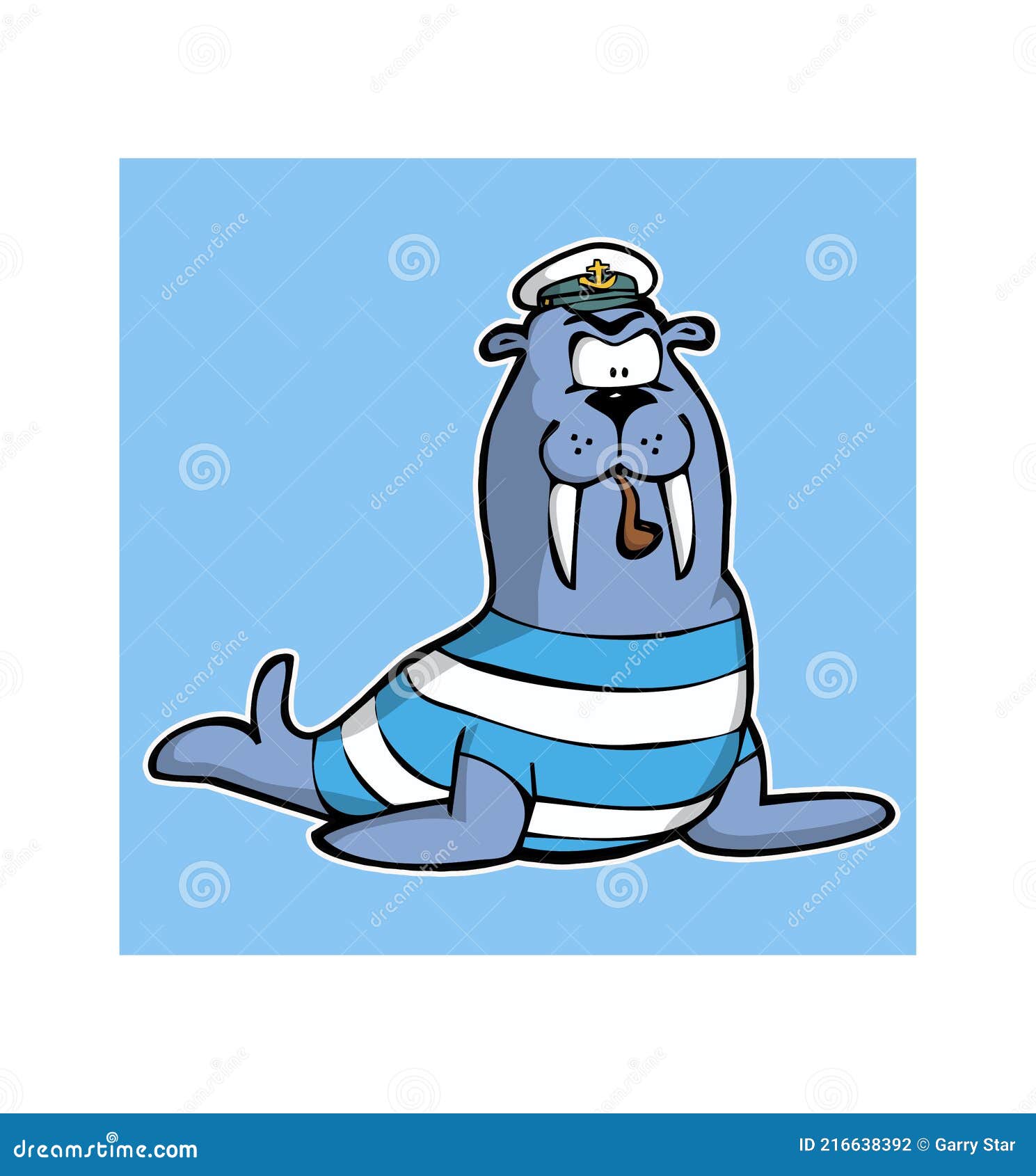 Caricatura Personaje Alegre Morsa En Una Gorra De Capitanes Y Con Una ... Caricatura Personaje Alegre Morsa En Una Gorra De Capitanes Y Con Una ...
