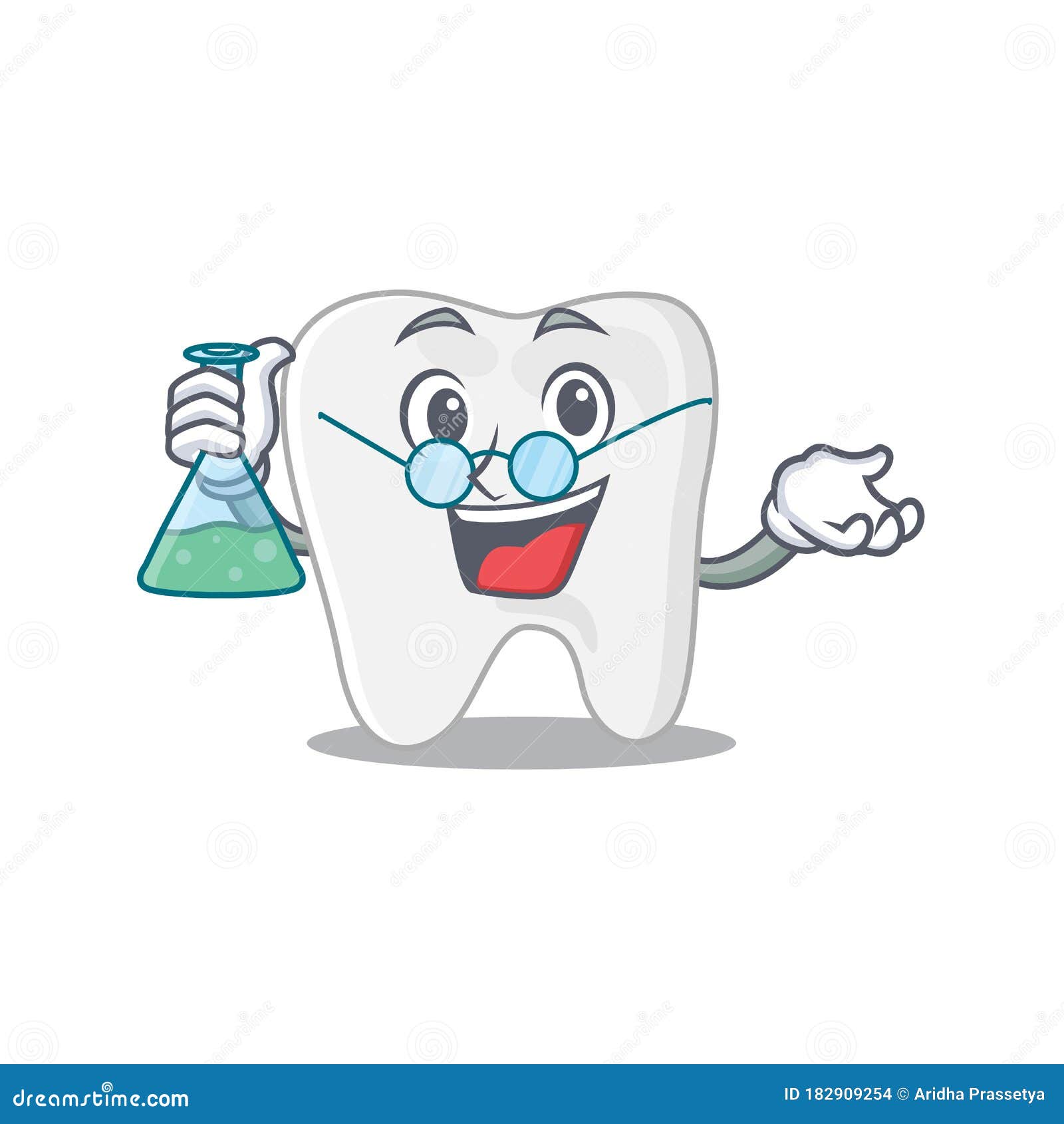 Caricature Character of Tooth Smart Professor Working on a Lab Stock ...