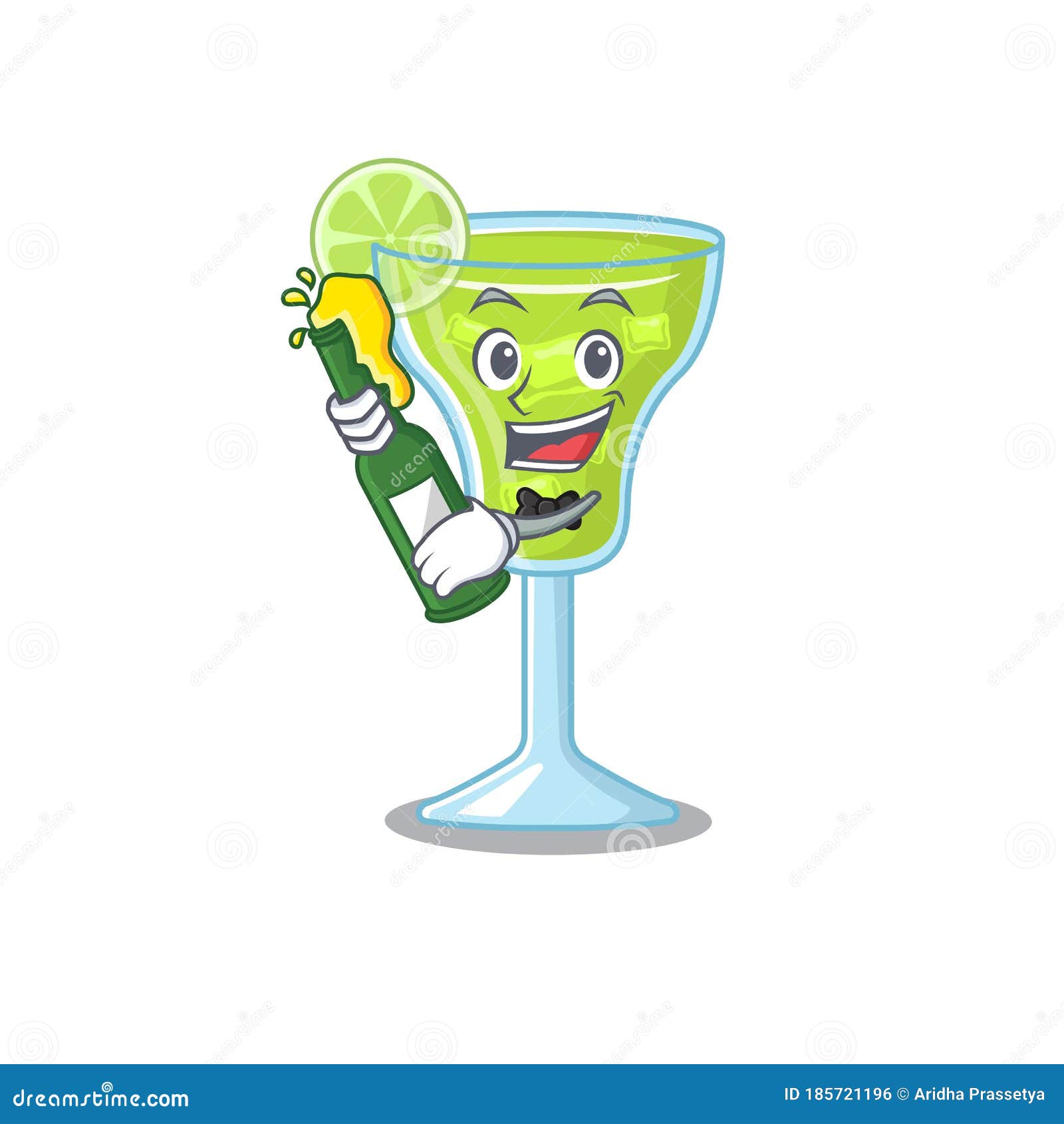 Caricature Design Concept of Margarita Cocktail Cheers with Bottle of ... Caricature Design Concept of Margarita Cocktail Cheers with Bottle of ...