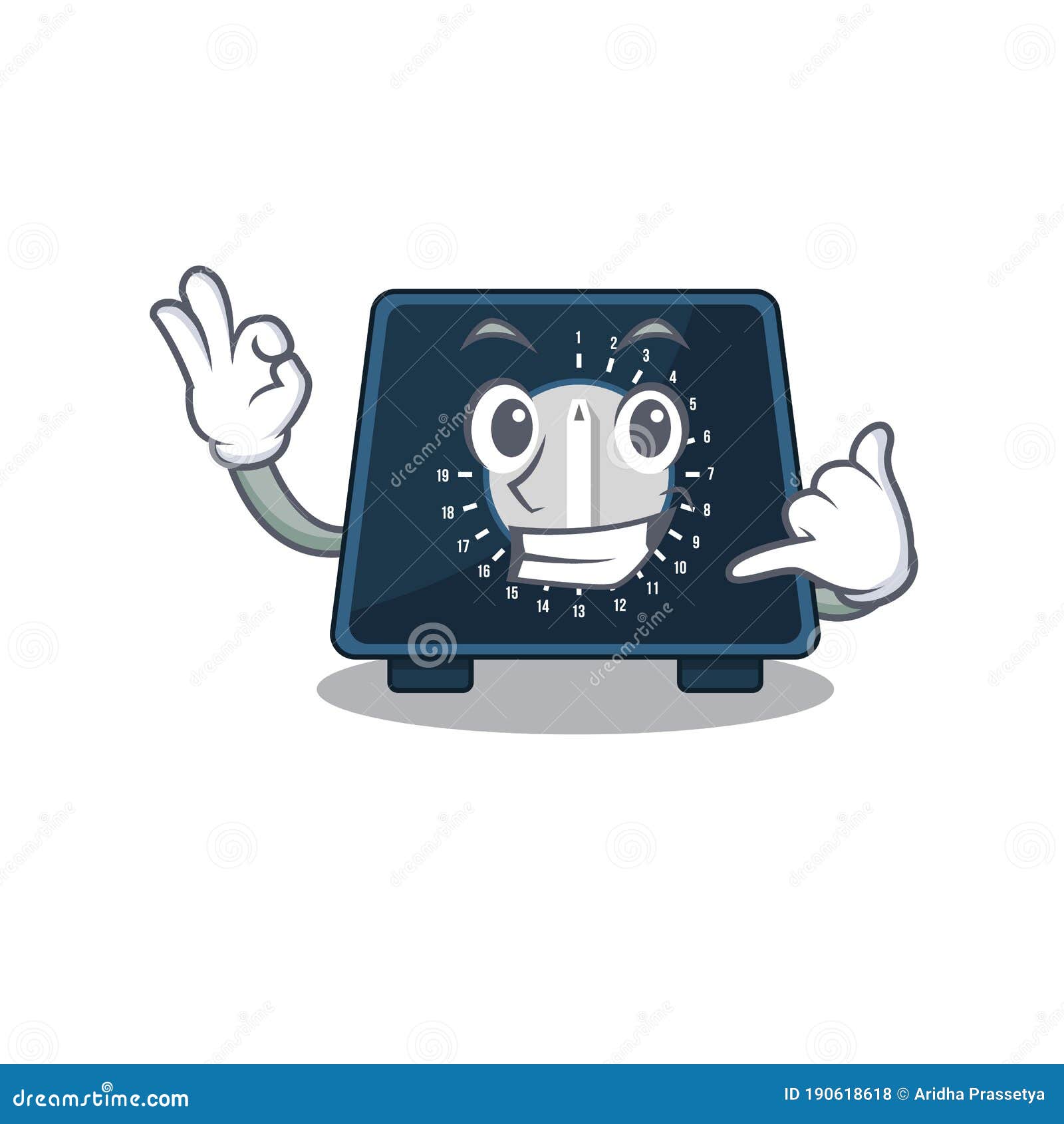 Caricature Design of Kitchen Timer Showing Call Me Funny Gesture Stock ...