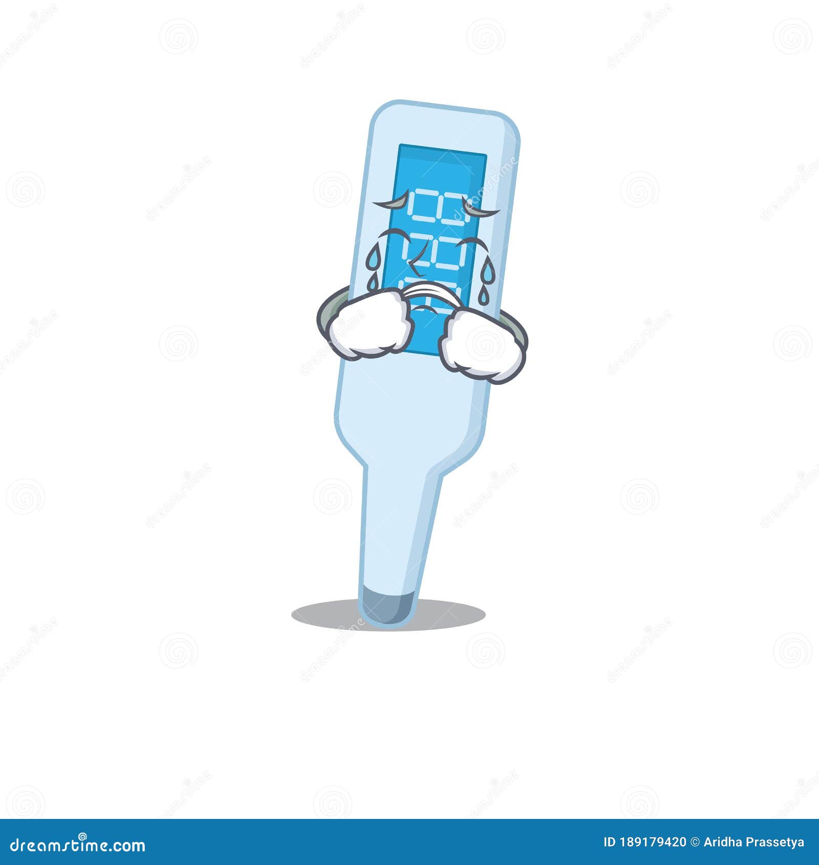 Caricature Design Style of Digital Thermometer with a Sad Face Stock ...