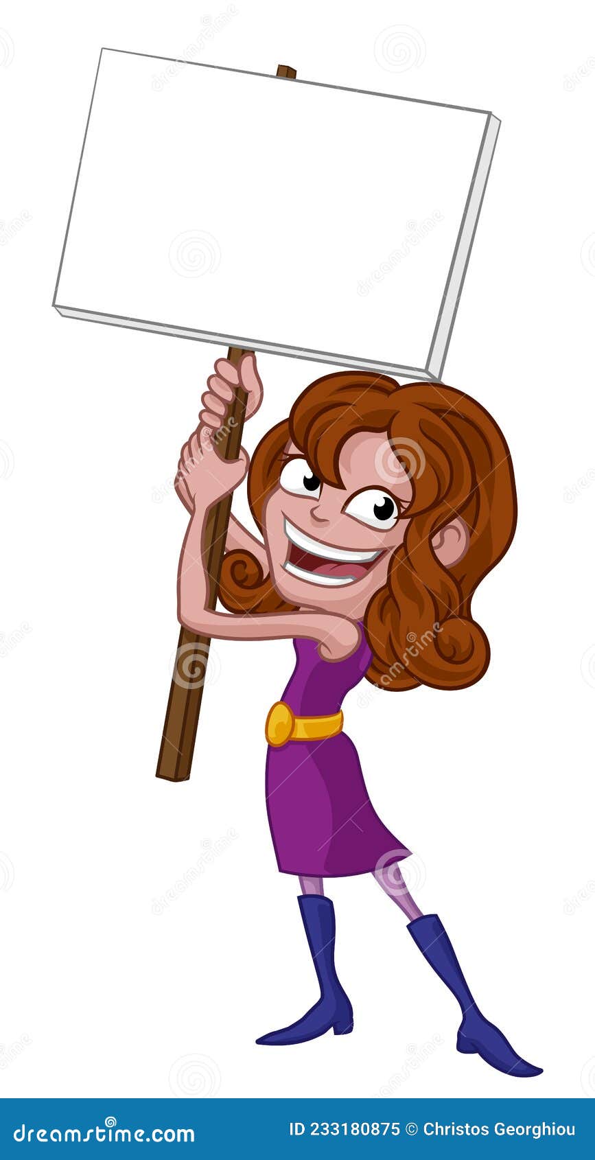 Caricature Femme Tenant Panneau Illustration De Vecteur Illustration
