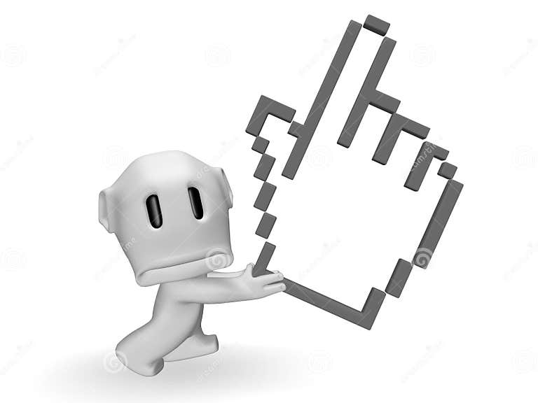 Caricature of a Sad Man with Hand Cursor Pixel Stock Illustration ...