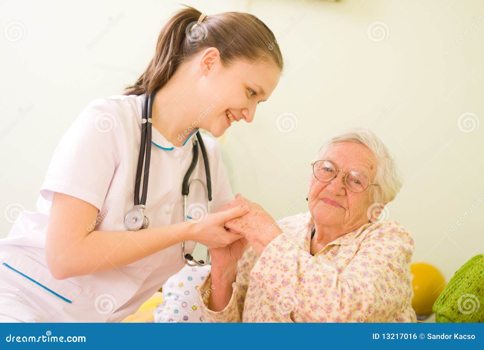 Caring Doctor with Elderly Woman Stock Photo - Image of health, home ...