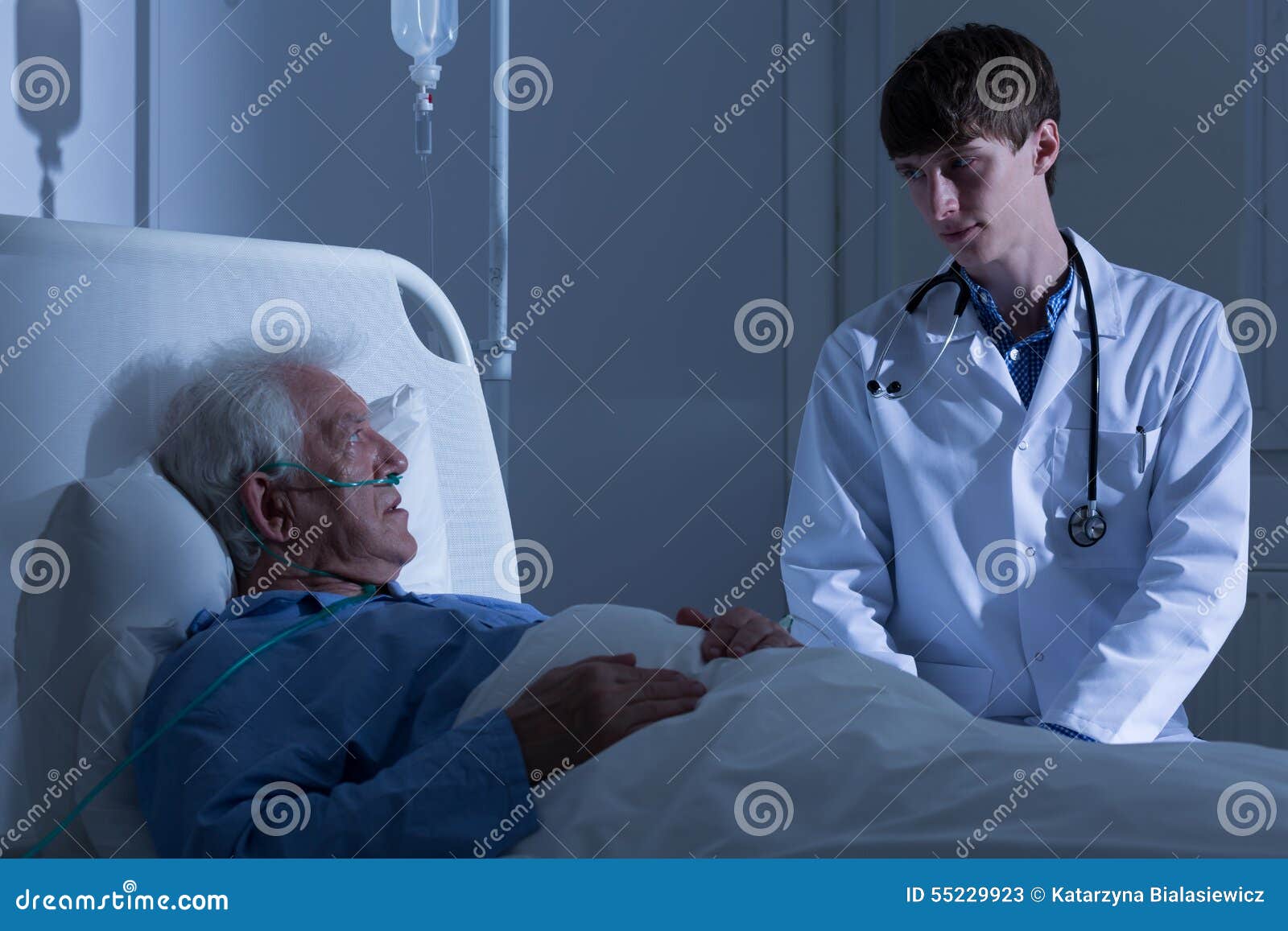 Caring doctor and man stock image. Image of duster, elderly - 55229923