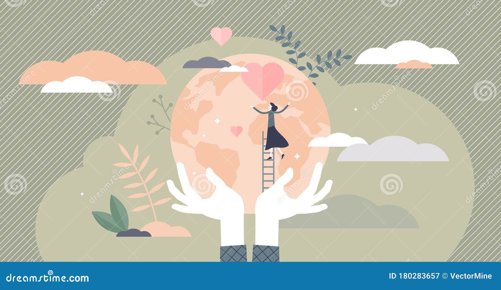 Caring for Earth Vector Illustration. Protect Nature Tiny Persons ...