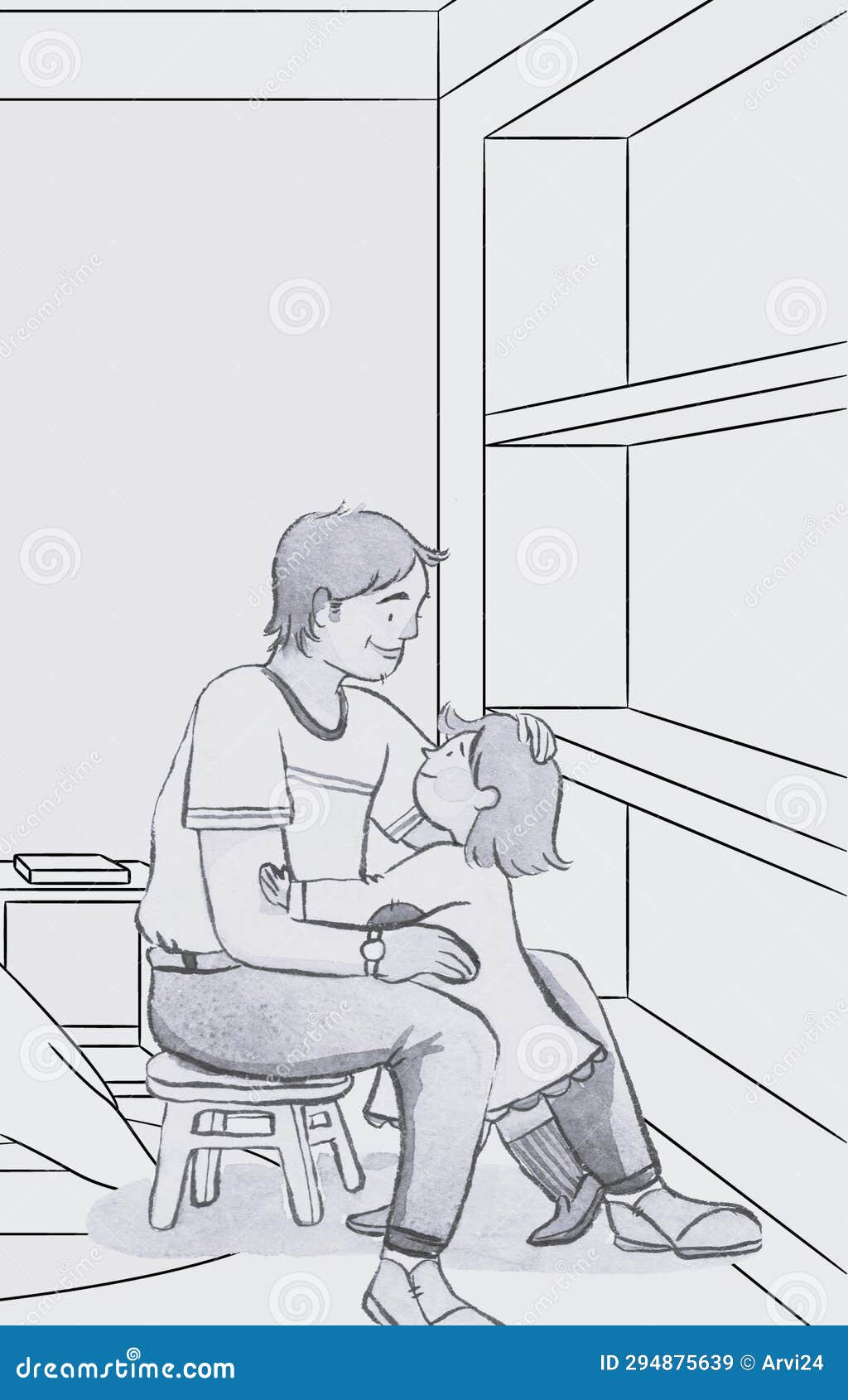 Caring Father Brush Daughter Hair Vector Illustration | CartoonDealer ...