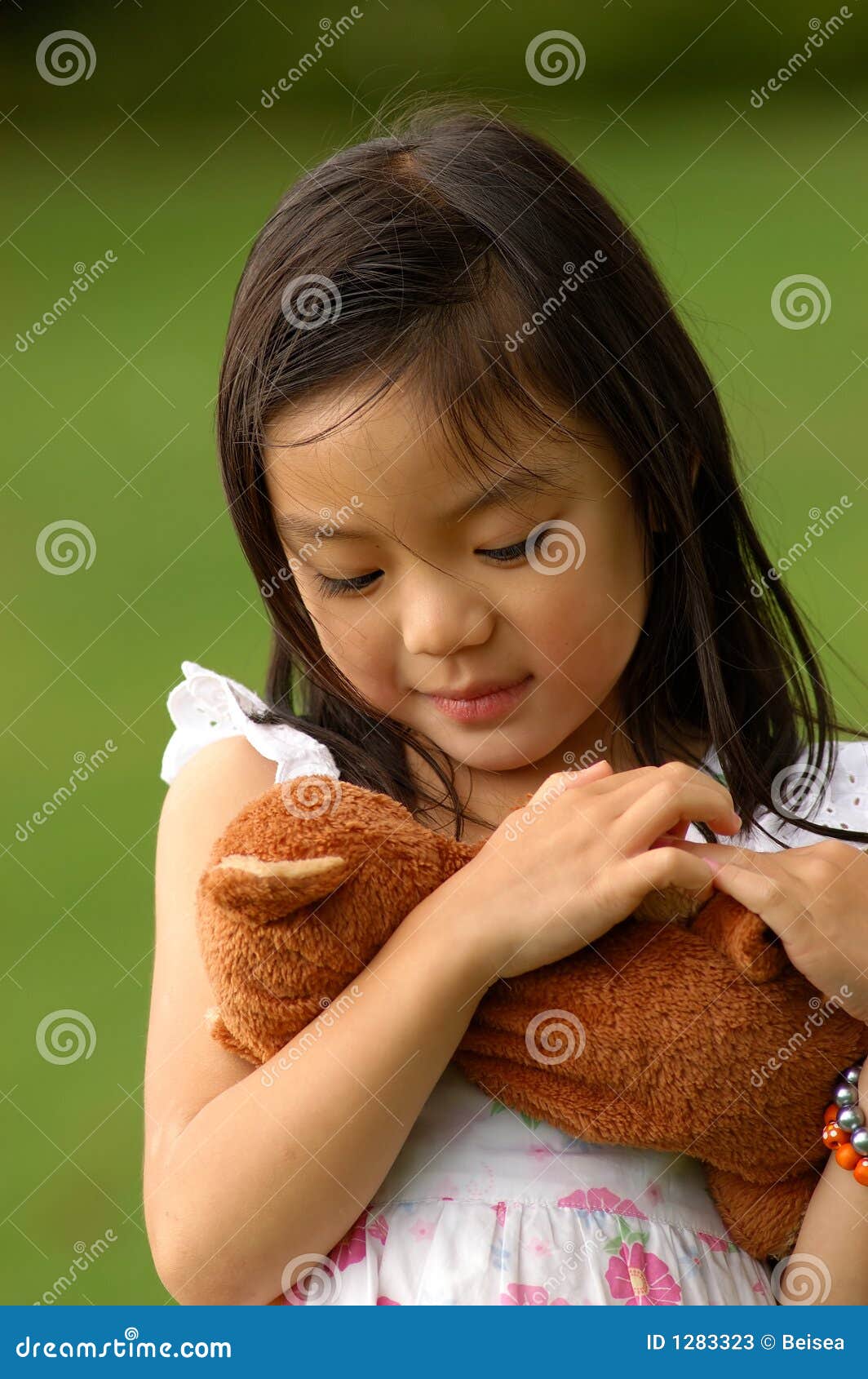Caring girl stock image. Image of female, little, park - 1283323