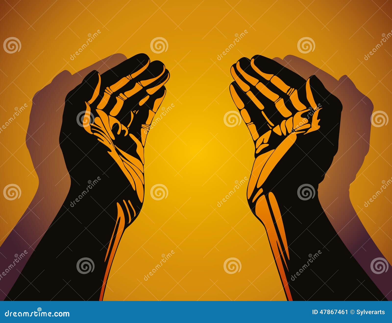 Caring hands. stock vector. Illustration of evening, shadows - 47867461