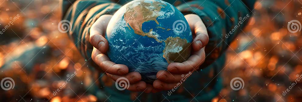 Caring Hands Cradling the Earth, Symbolizing Human Responsibility and ...