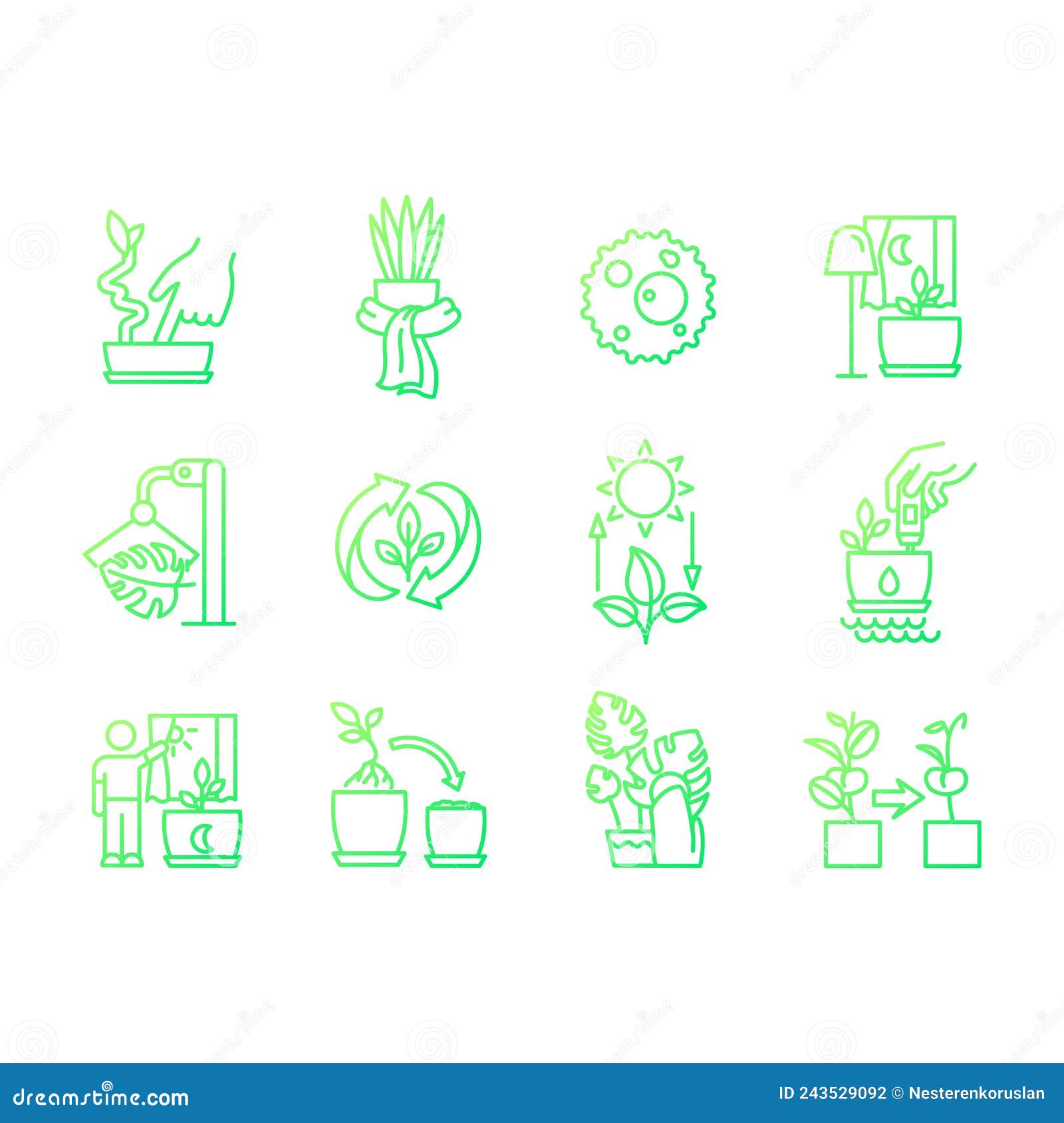 Caring for Houseplants Gradient Gradient Linear Vector Icons Set Stock Vector - Illustration of ...
